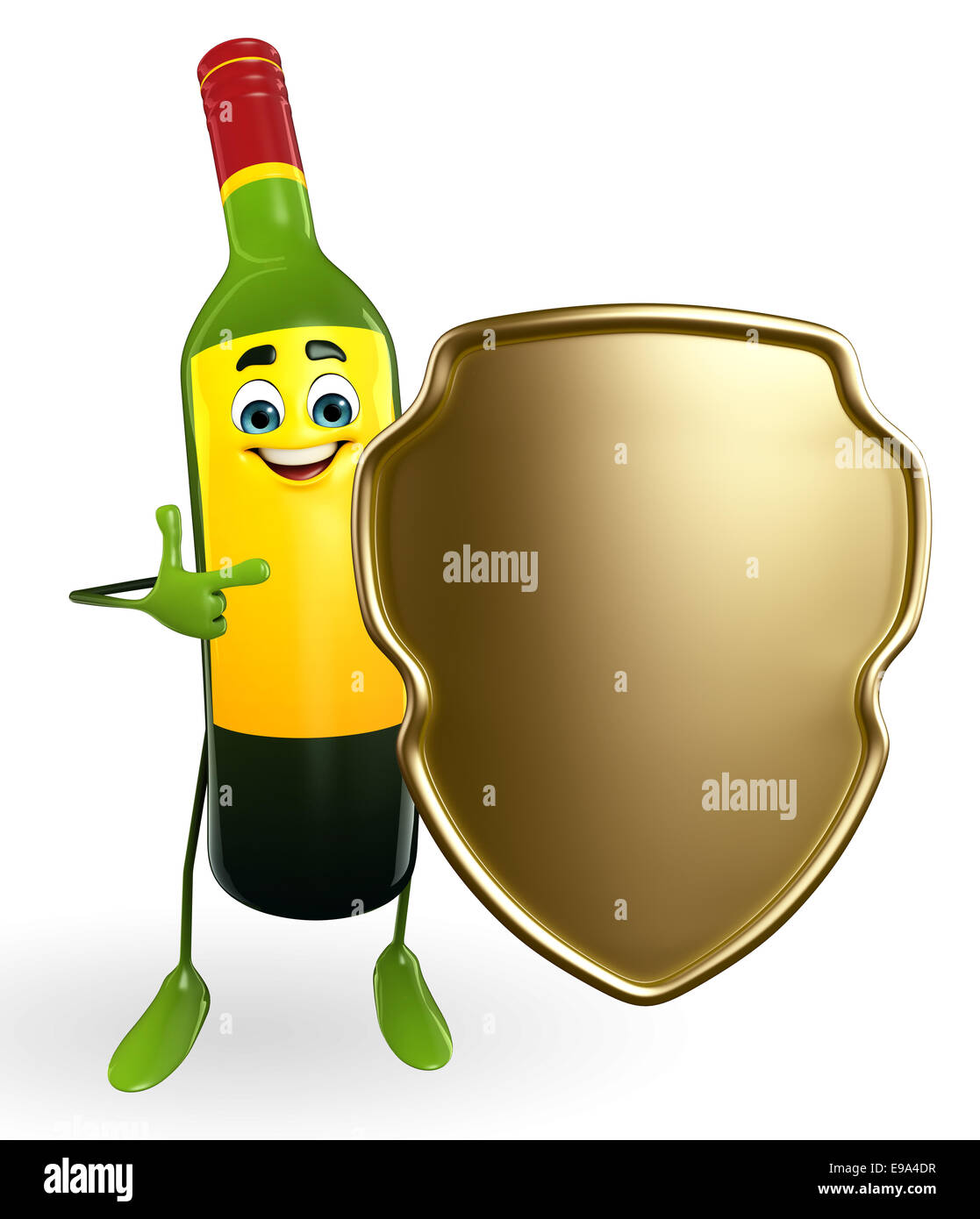 Cartoon Character of Wine Bottle with shield Stock Photo - Alamy