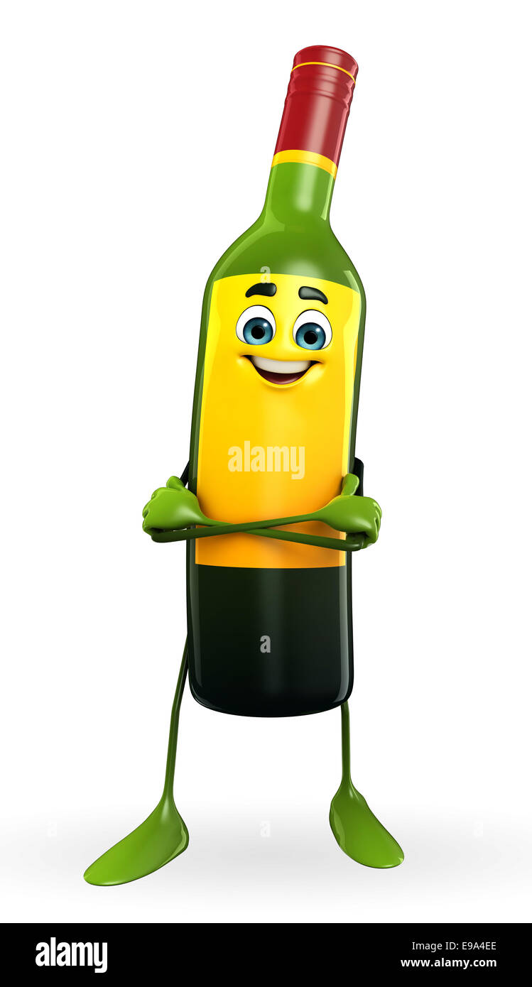Cartoon Character of Wine Bottle is folding hand Stock Photo - Alamy