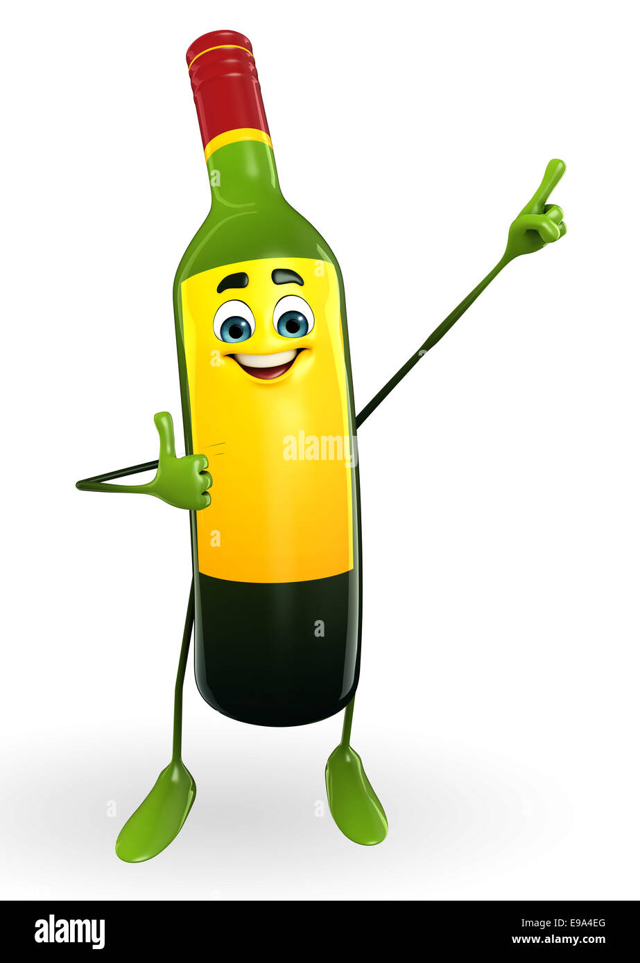 Cartoon Character of Wine Bottle is pointing Stock Photo - Alamy