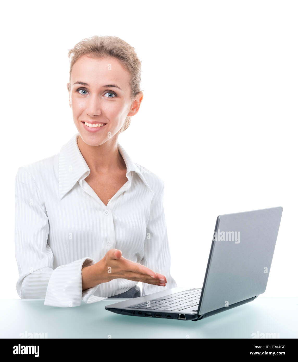 friendly administrative assistant at the desk Stock Photo - Alamy