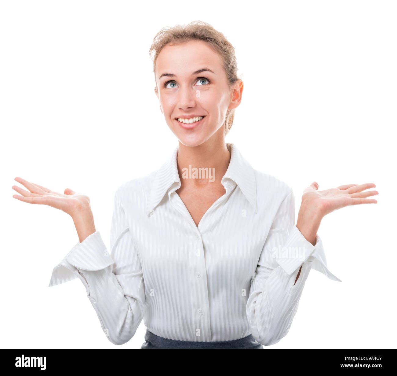 friendly administrative assistant making hand Stock Photo - Alamy