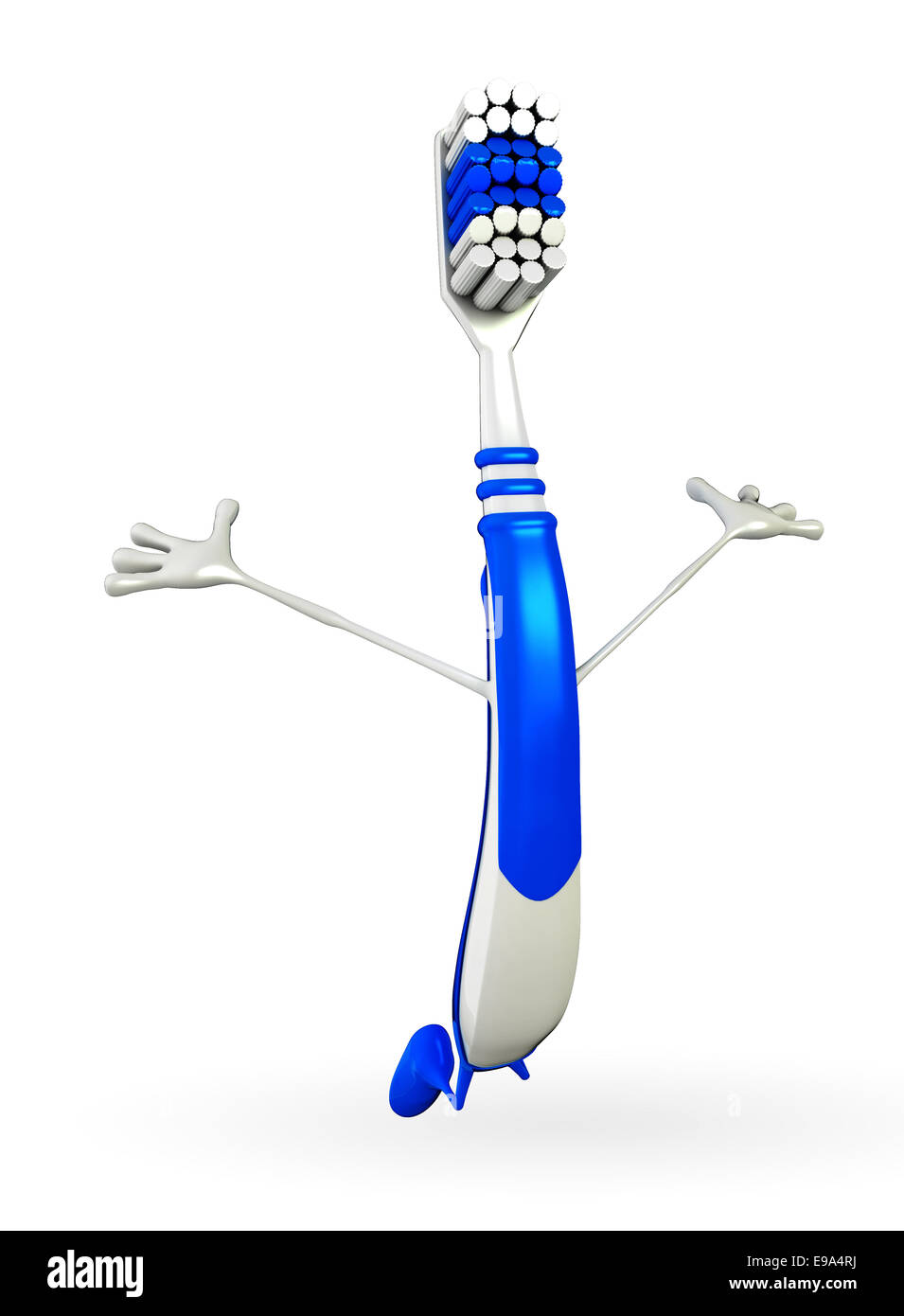 Cartoon Character of toothbrush is jumping Stock Photo - Alamy