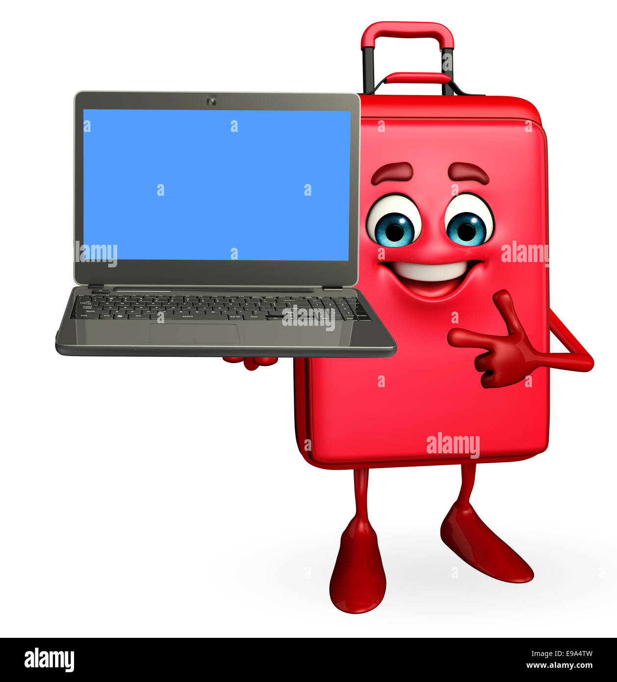 Cartoon Character of Travelling Bag with Laptop Stock Photo - Alamy
