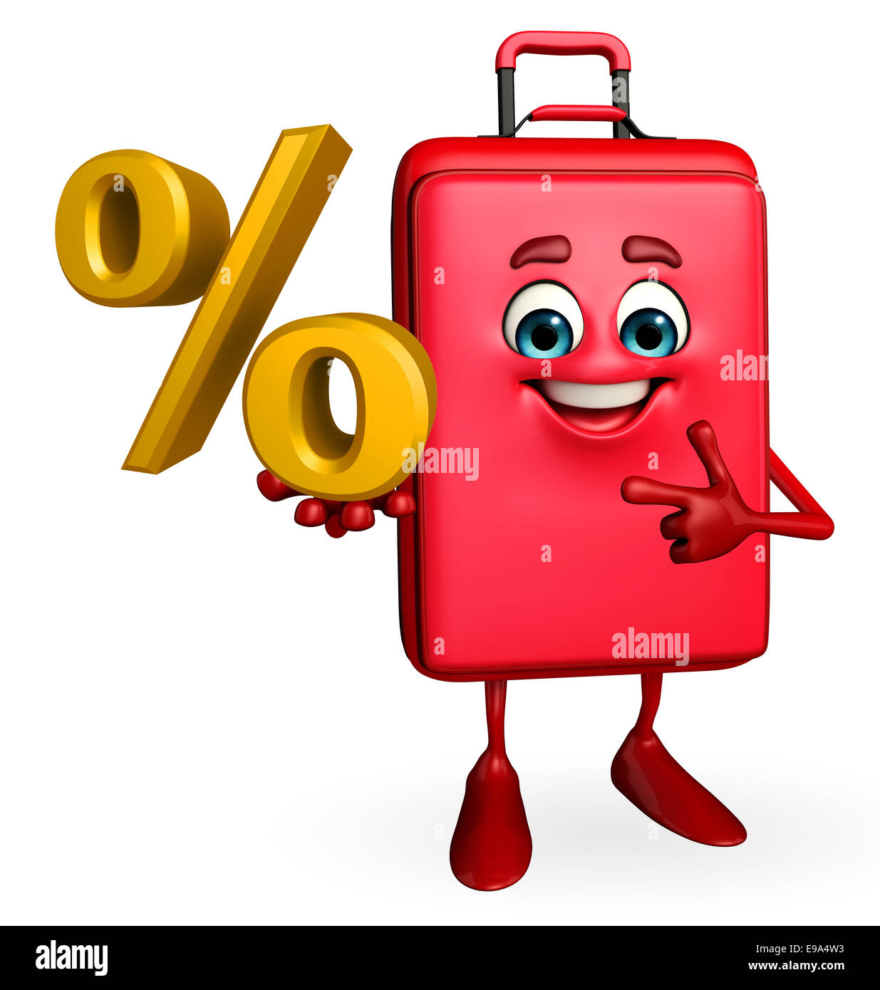 Cartoon Character of Travelling Bag with Percentage Stock Photo - Alamy