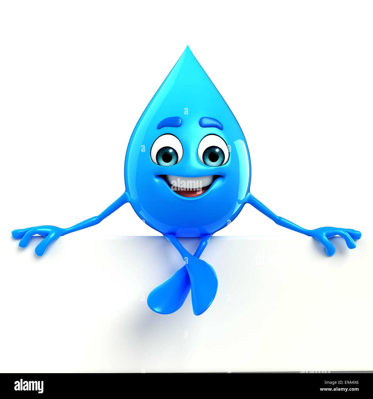Cartoon Character Of Water Drop with sign Stock Photo - Alamy