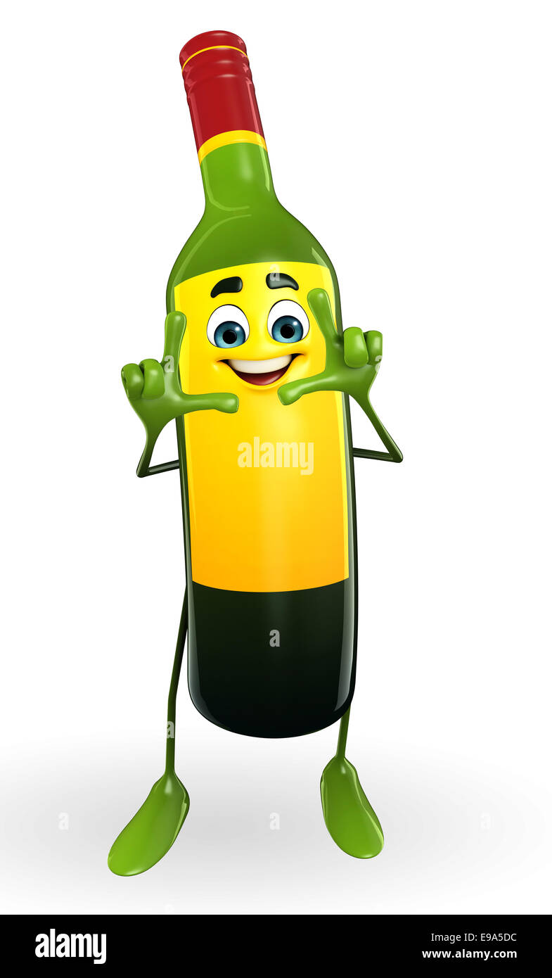 Cartoon Character of Wine Bottle with happy pose Stock Photo - Alamy