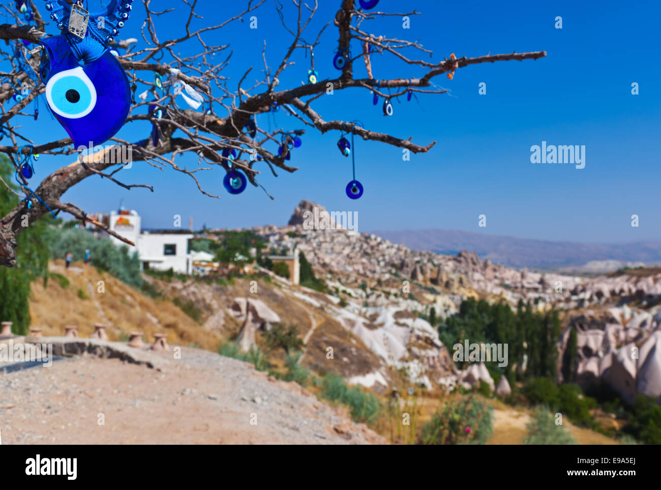 Tree and evil eye amulet in Cappadocia Turkey Stock Photo - Alamy