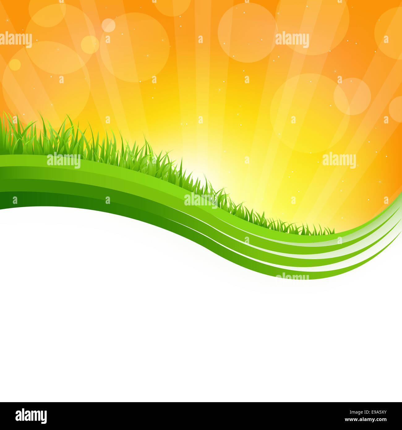 Shiny Background With Green Grass Stock Photo - Alamy