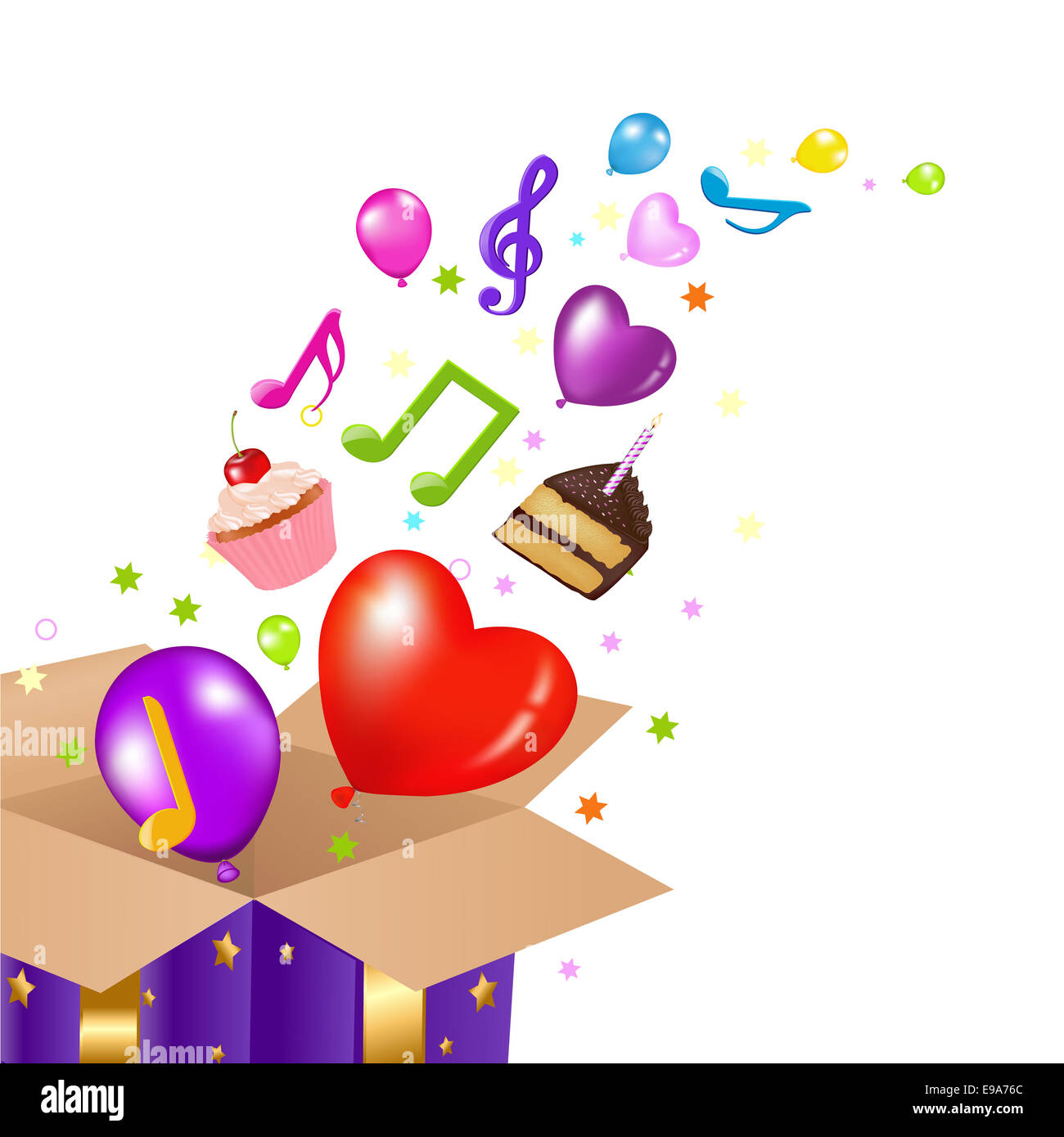 Birthday Card With Box Stock Photo - Alamy