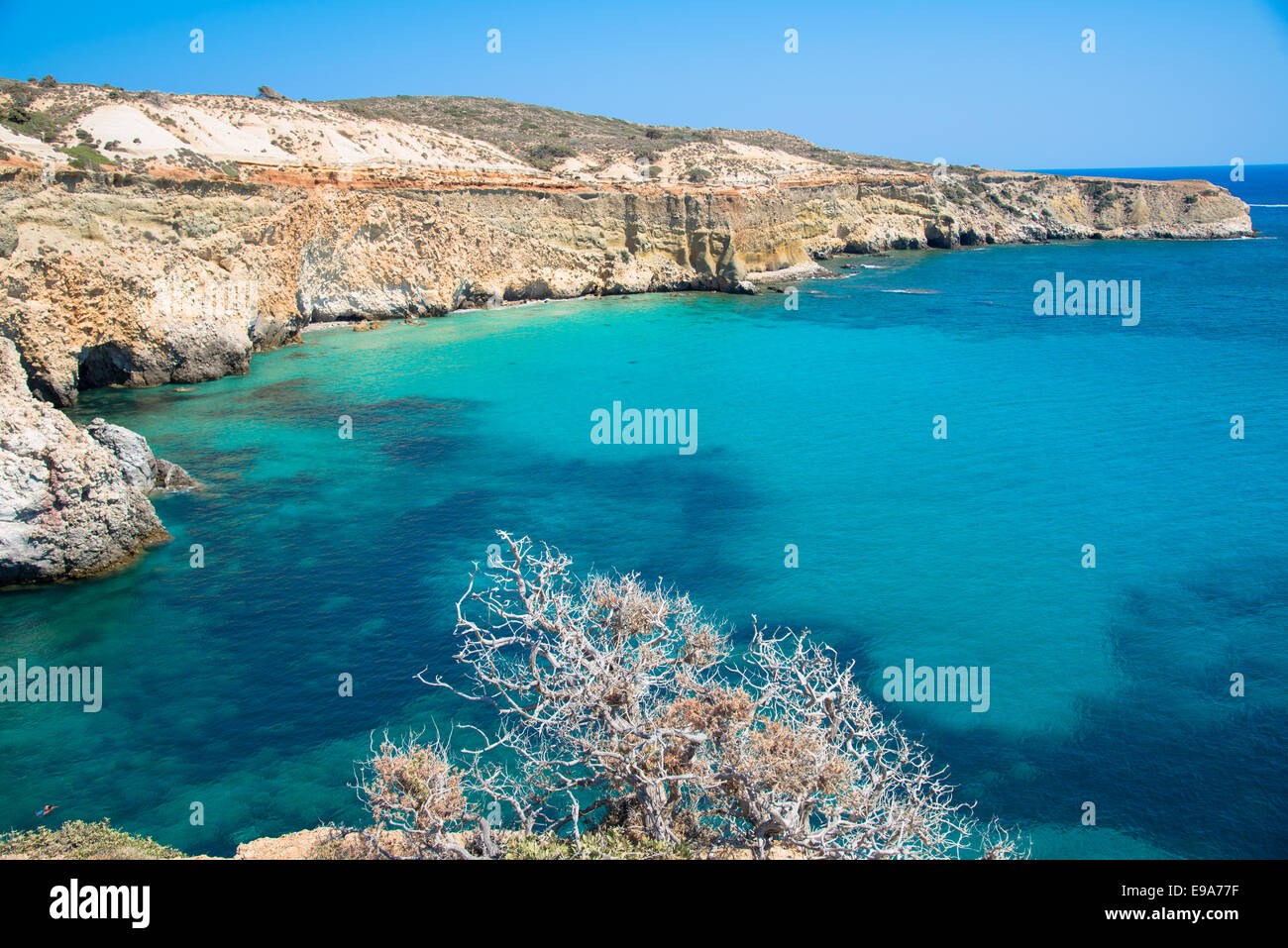 the beautiful bay and beach of tsigrado at milos island greece Stock ...