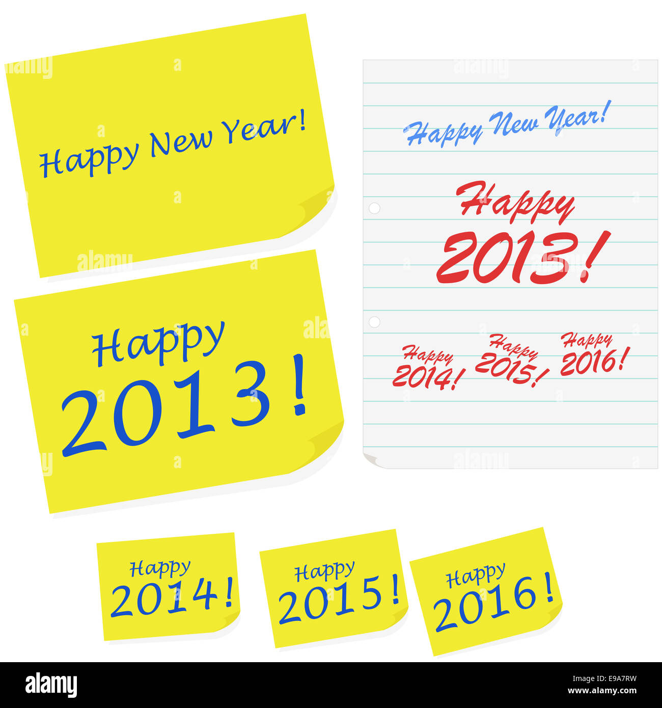 Happy New Year notes Stock Photo - Alamy