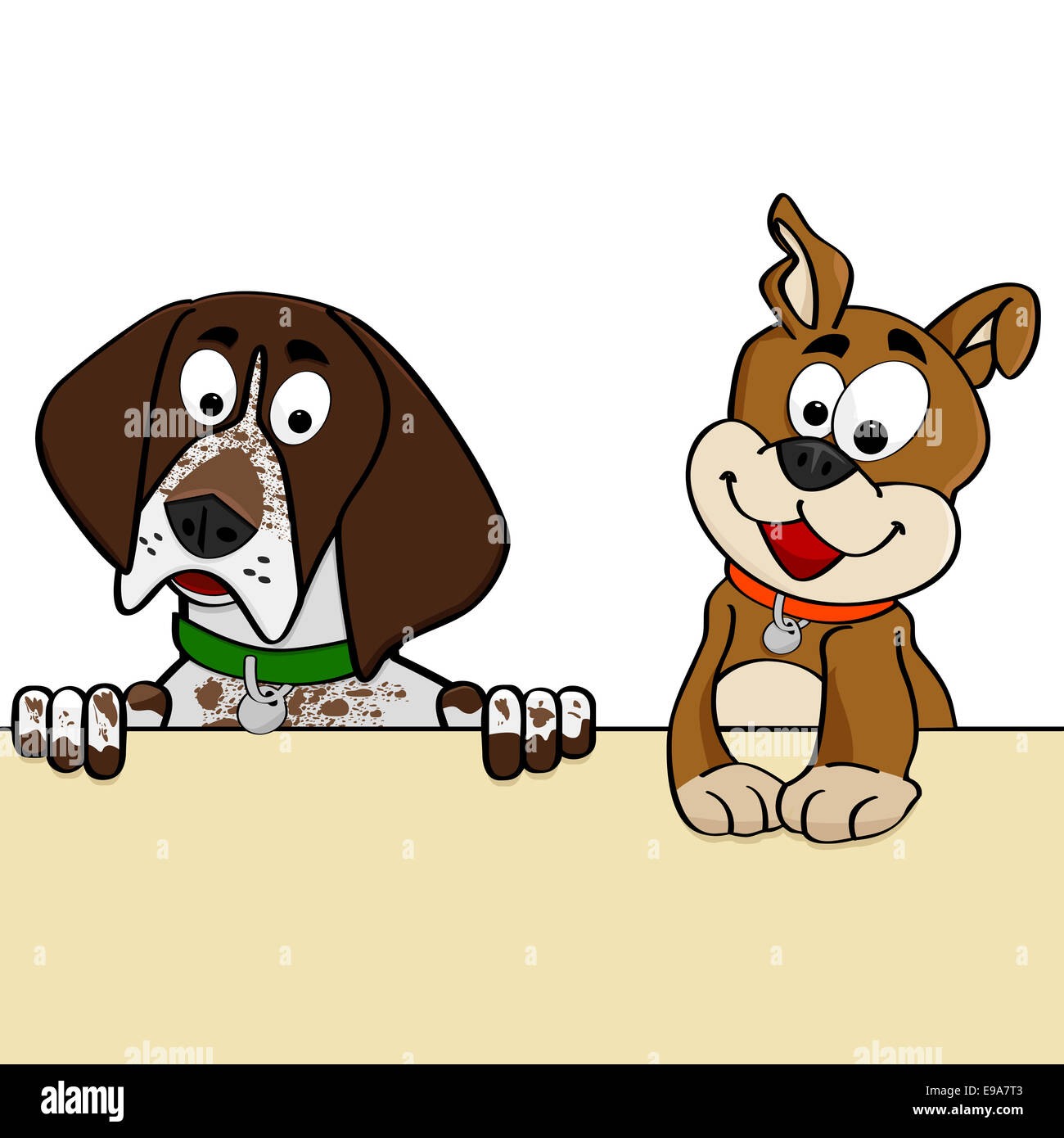 Dogs looking over wall Stock Photo - Alamy
