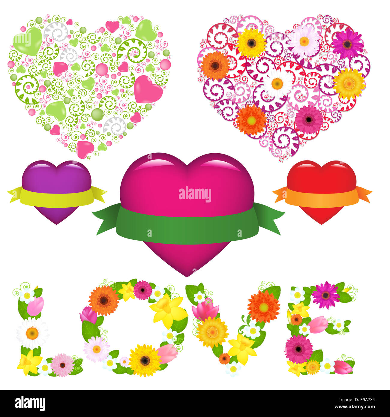 Collection Of Hearts Stock Photo - Alamy