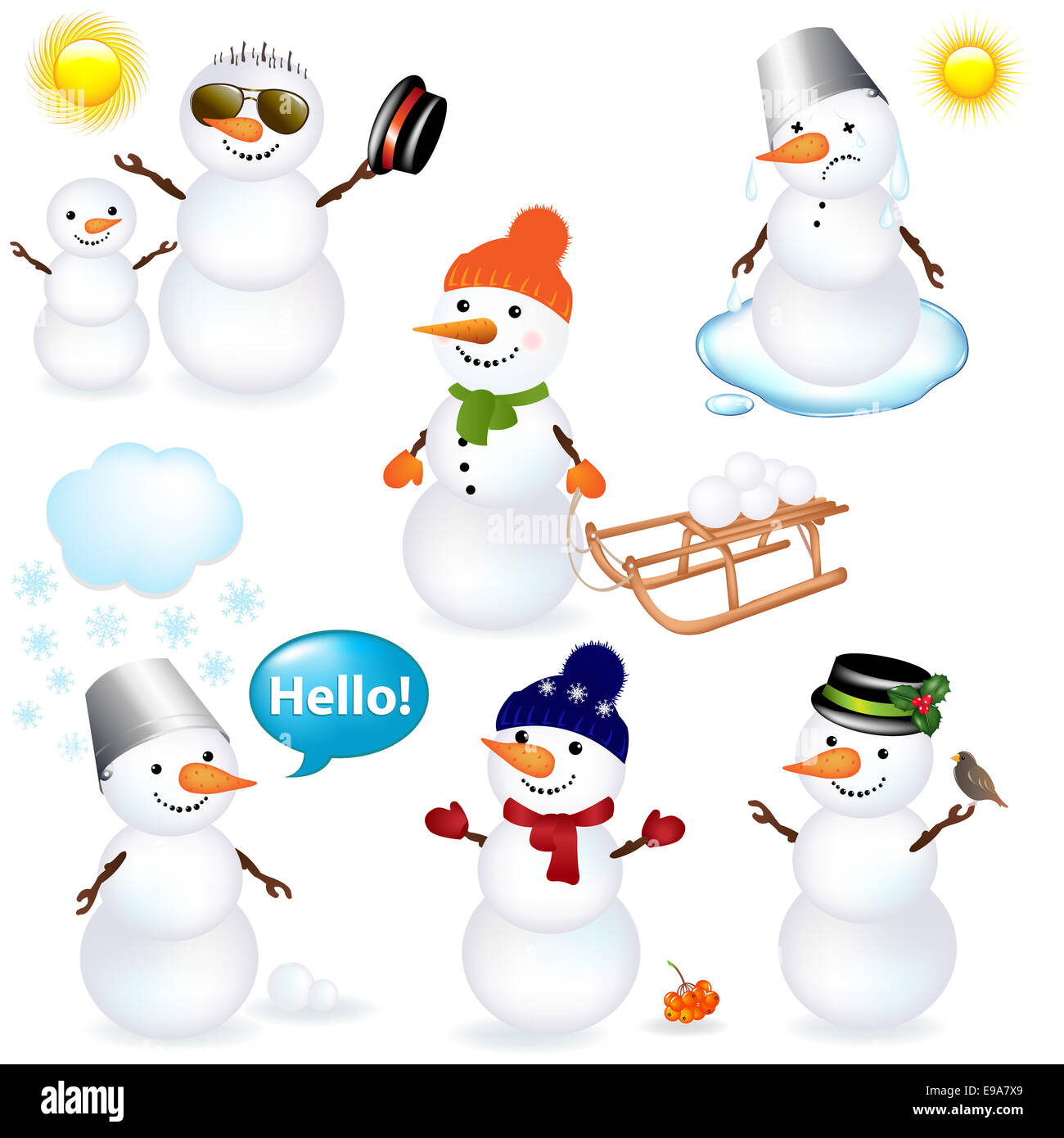 Collection Of Snowmen Stock Photo - Alamy
