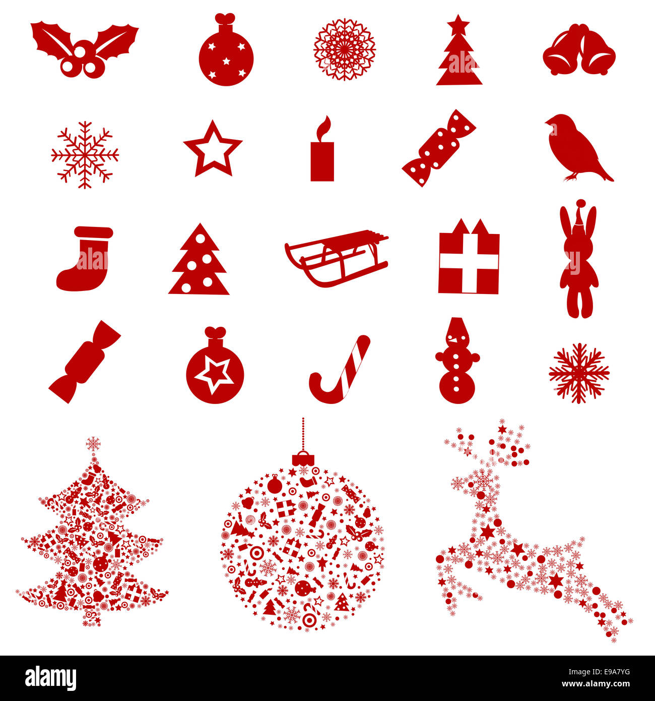 Christmas icons set on Cut Out Stock Images & Pictures - Alamy