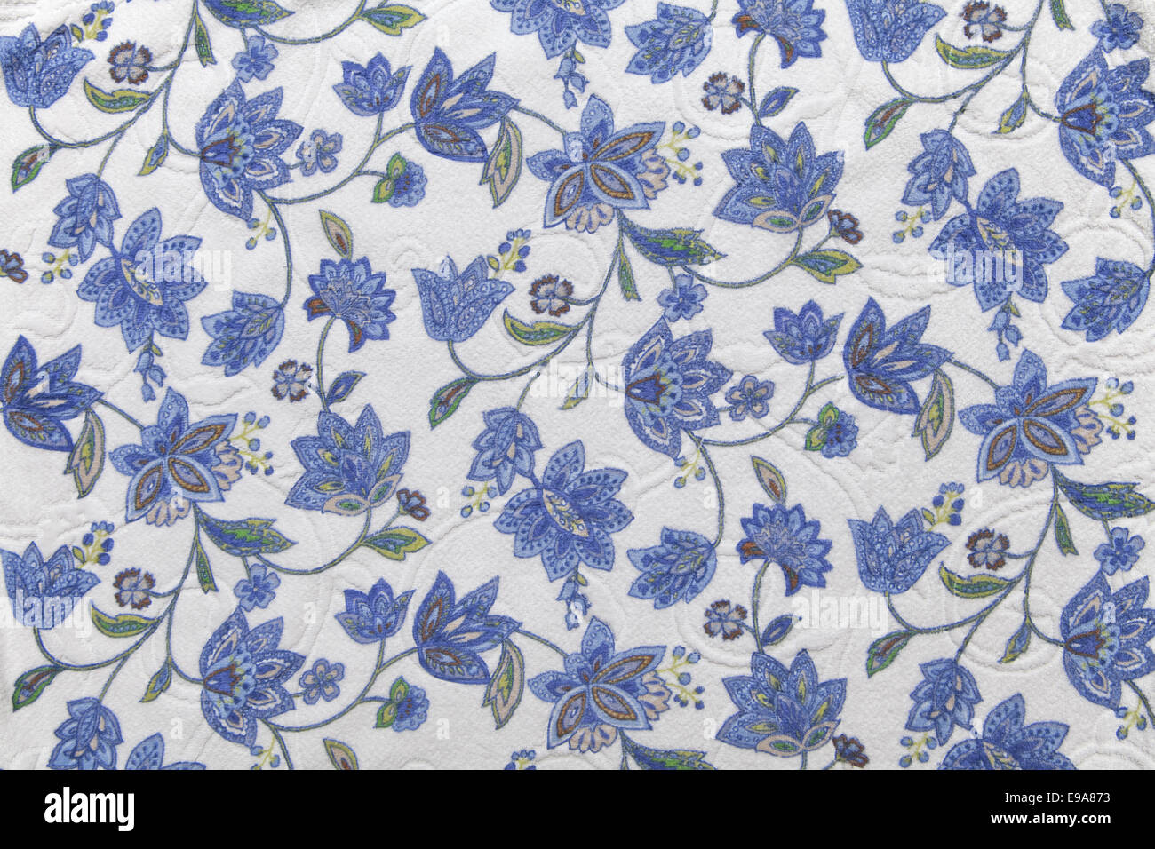 Close-up of fabric with blue flower pattern Stock Photo - Alamy
