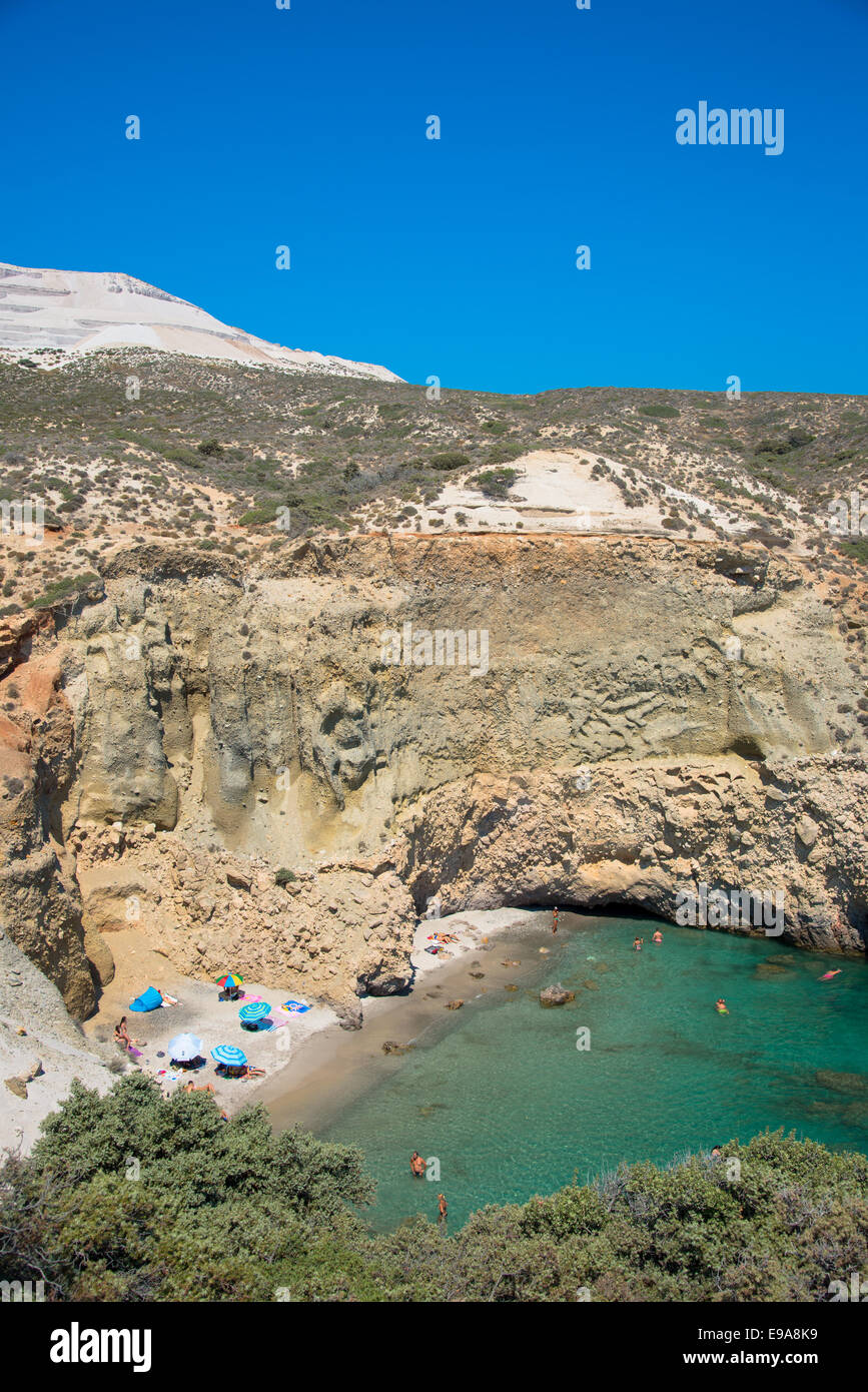 the beautiful bay and beach of tsigrado at milos island greece Stock ...