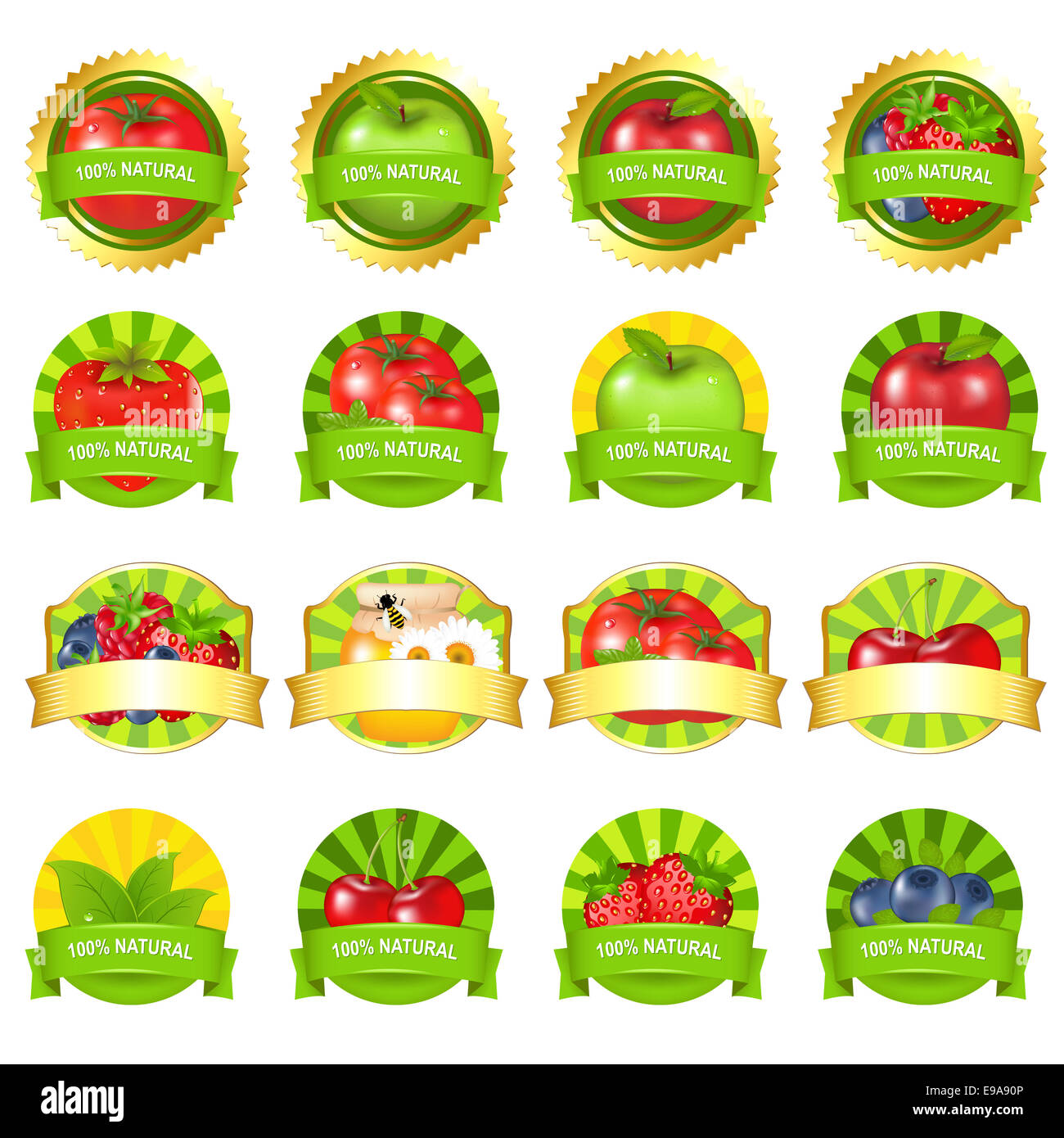 Fruits And Vegetables Labels Set Stock Photo - Alamy