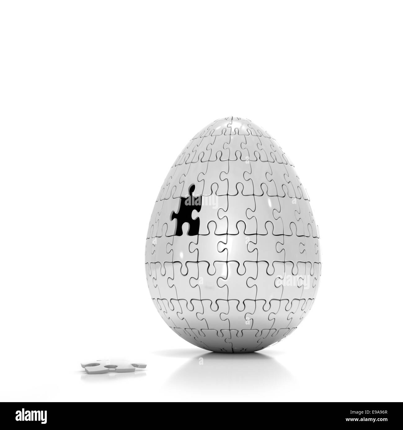 Easter Egg of silver puzzles. Conceptual 3d illustration Stock Photo ...