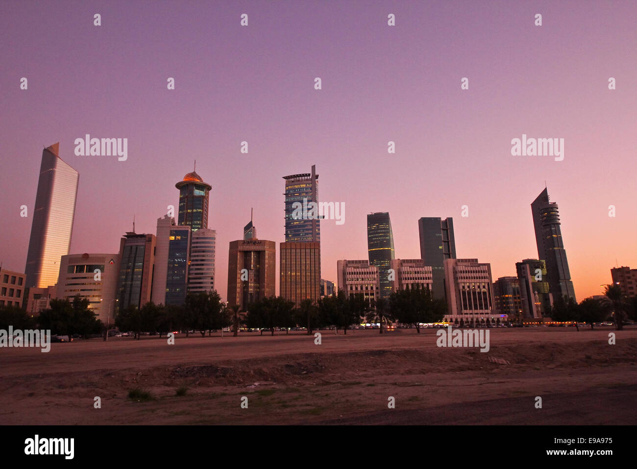 Kuwait Cityscape at sunset, Arabian Gulf, Kuwait Stock Photo - Alamy