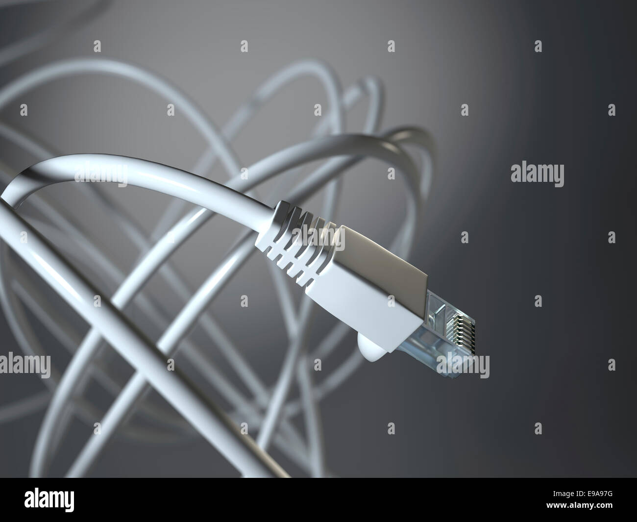 Curved Network cable. Technology 3d illustration Stock Photo - Alamy