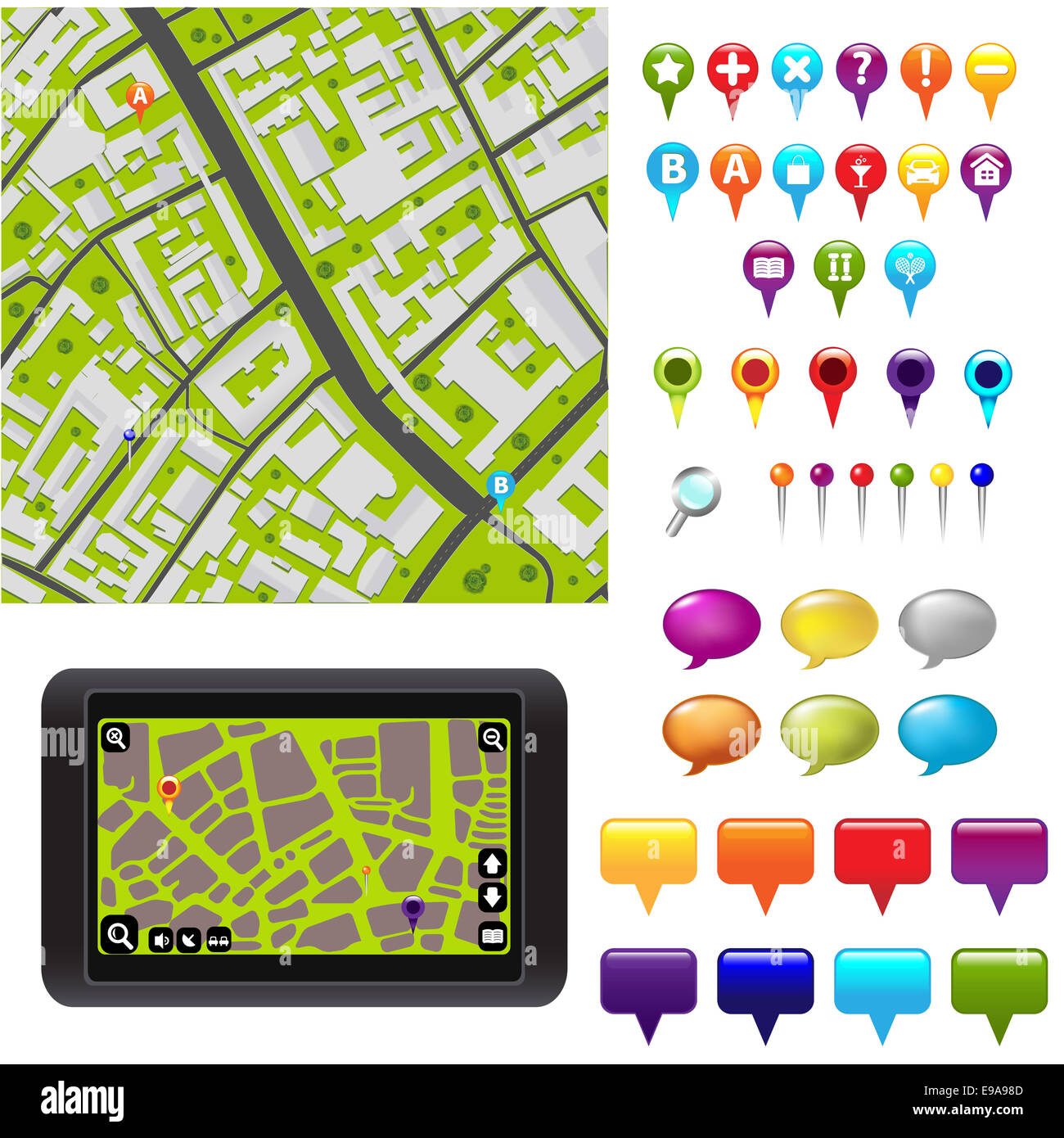 Gps map with icons hi-res stock photography and images - Alamy