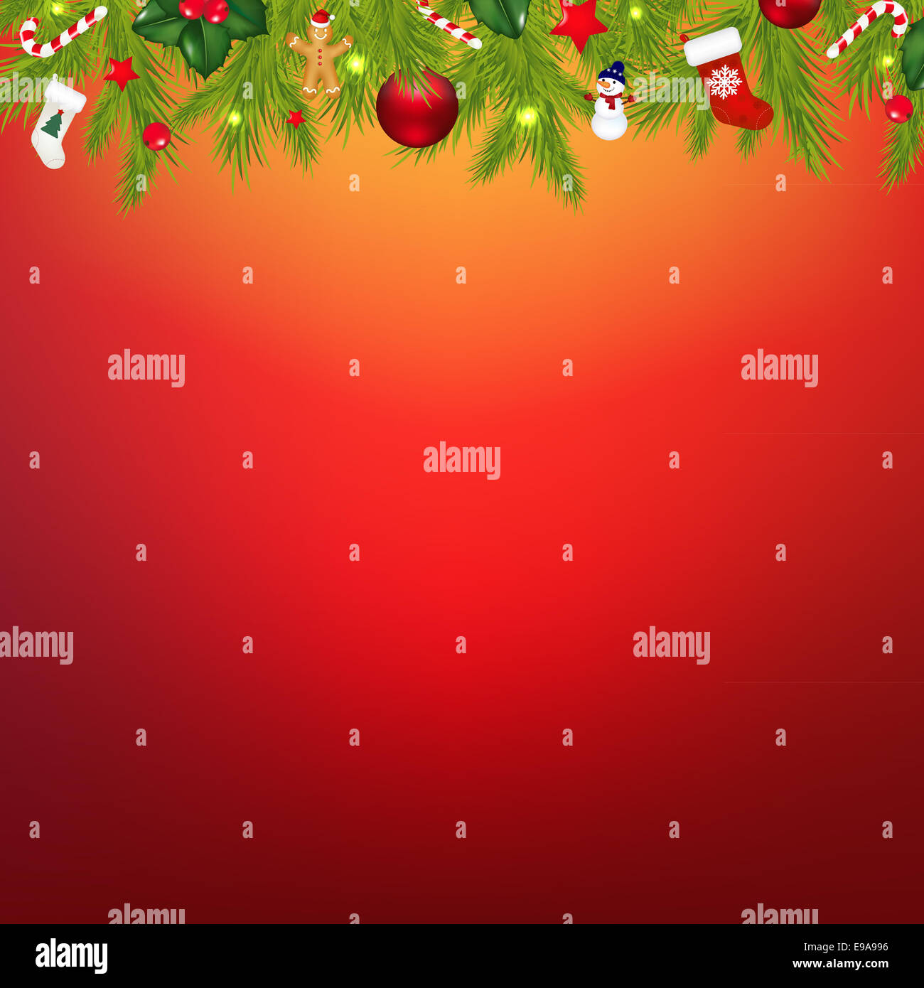 Christmas Border With Garland Stock Photo - Alamy