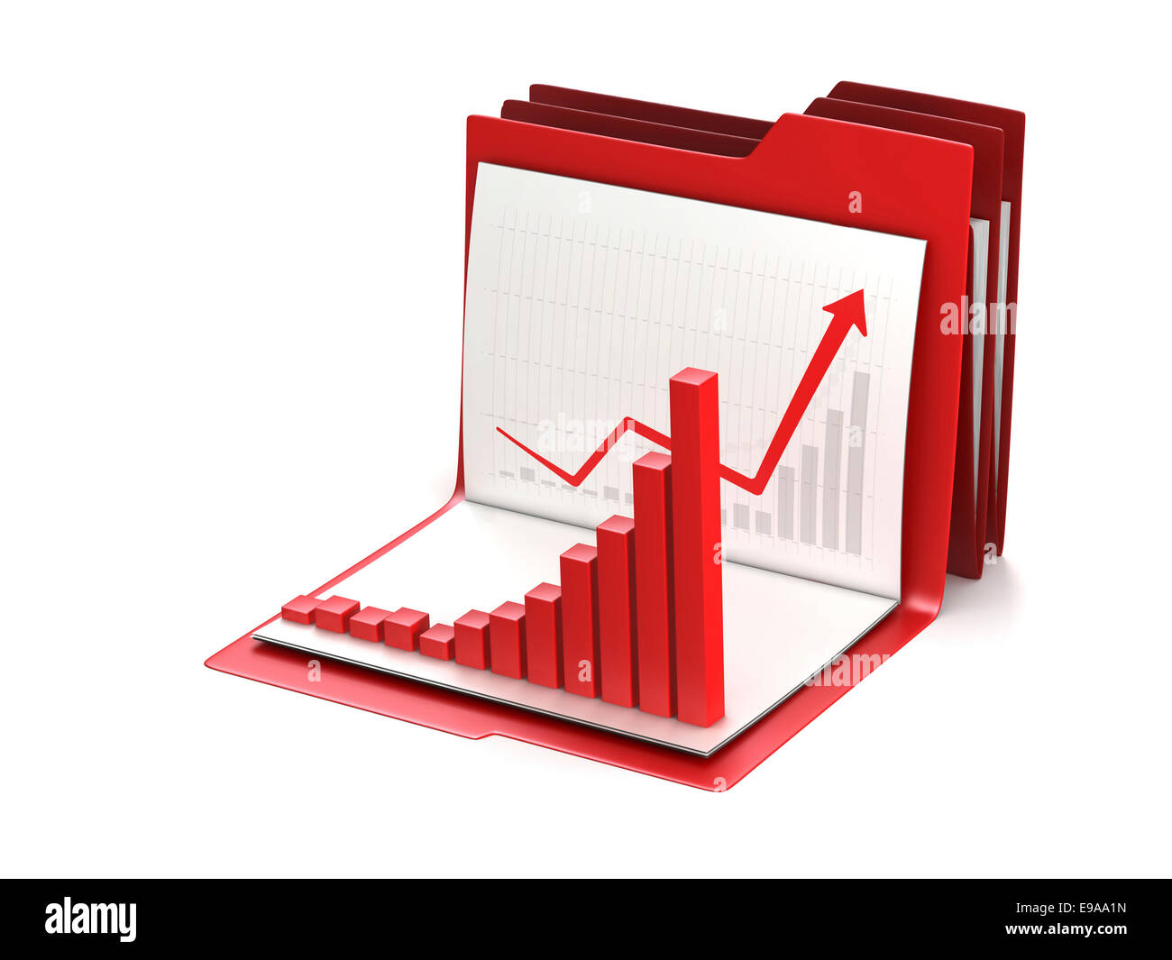 Business graph or chart and business office folder. Conceptual 3d ...