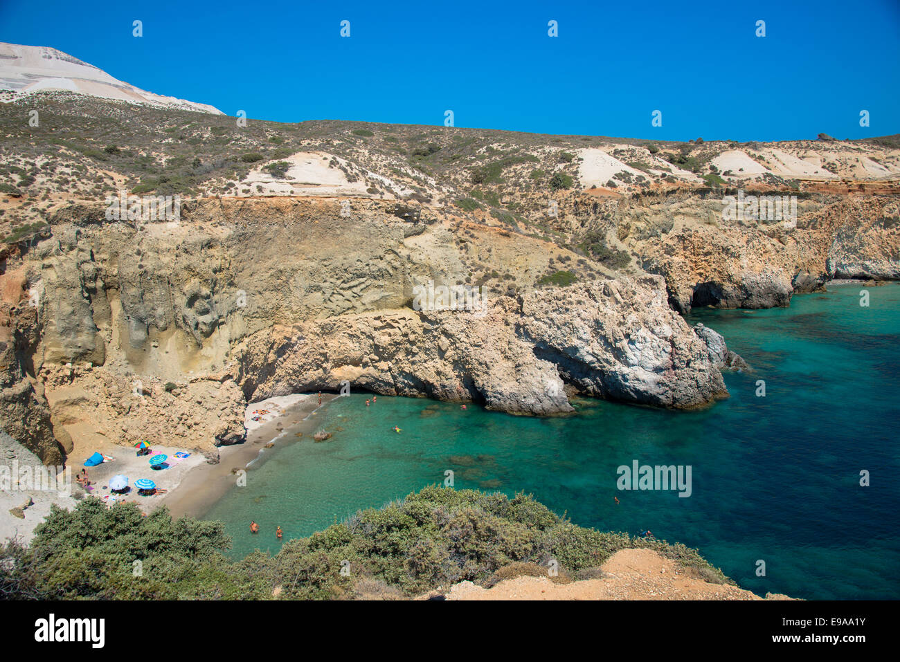 the beautiful bay and beach of tsigrado at milos island greece Stock ...