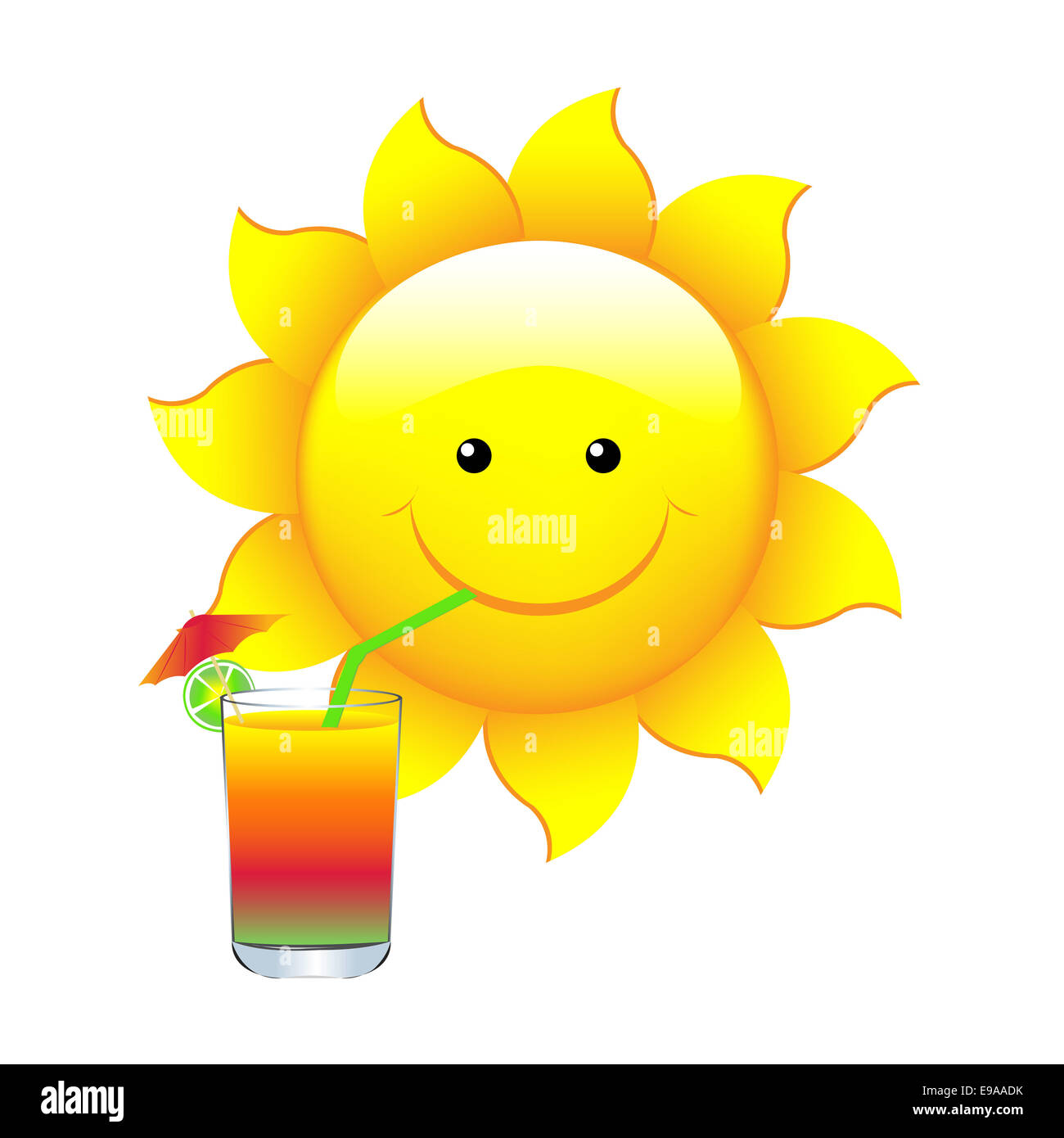 Sun With Cocktail Stock Photo - Alamy