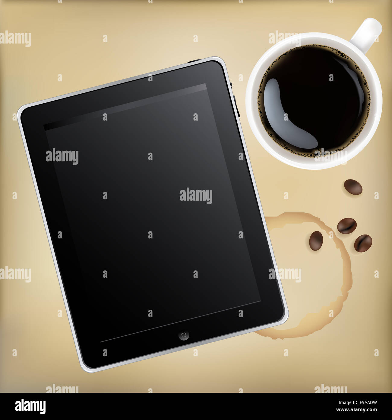 Tablet Computer With Cup Of Coffee Stock Photo - Alamy