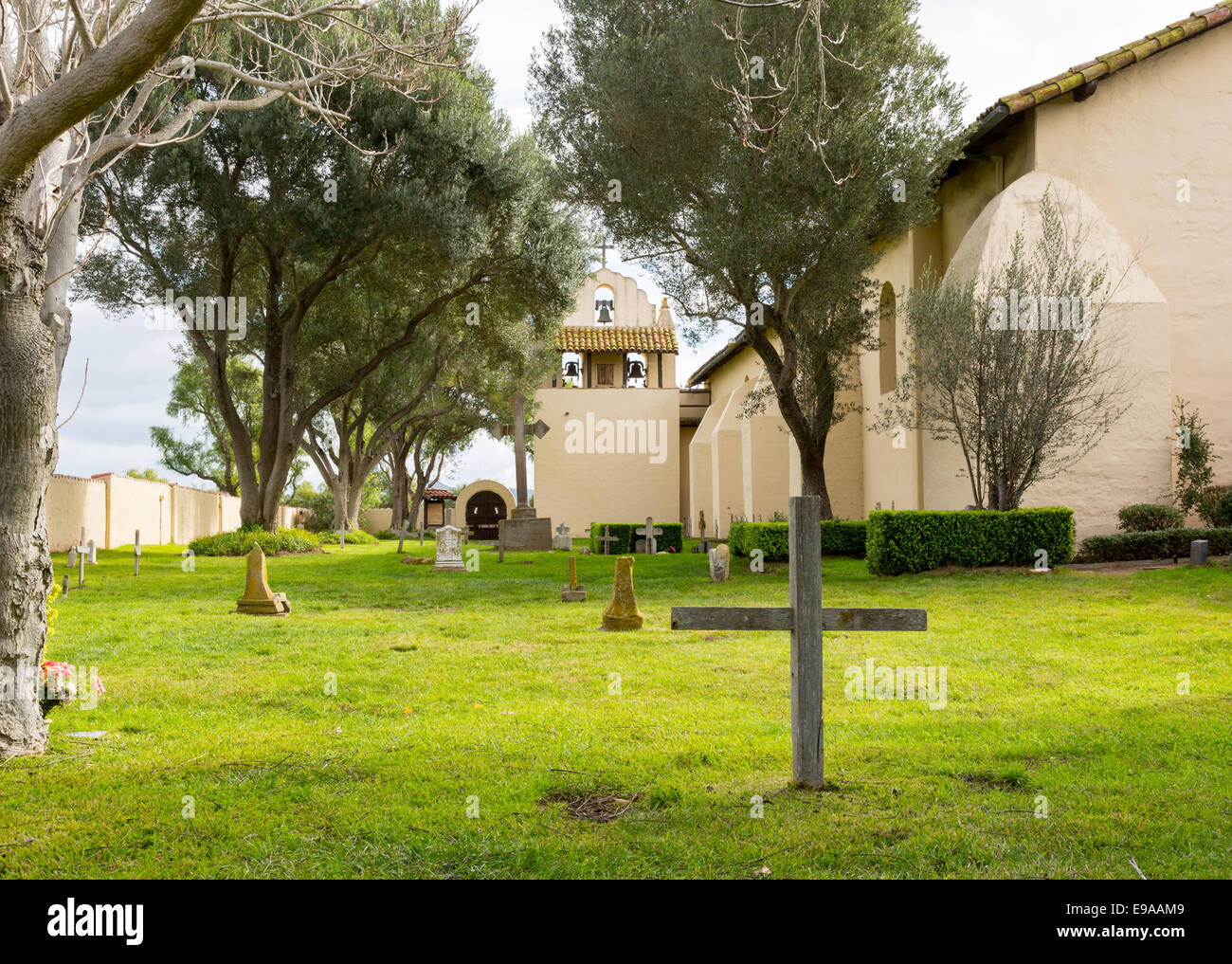 Cloudy day at Santa Ines Mission California Stock Photo - Alamy