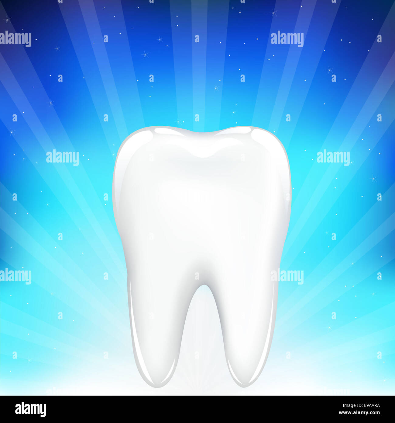 Tooth On Blue Background Stock Photo - Alamy
