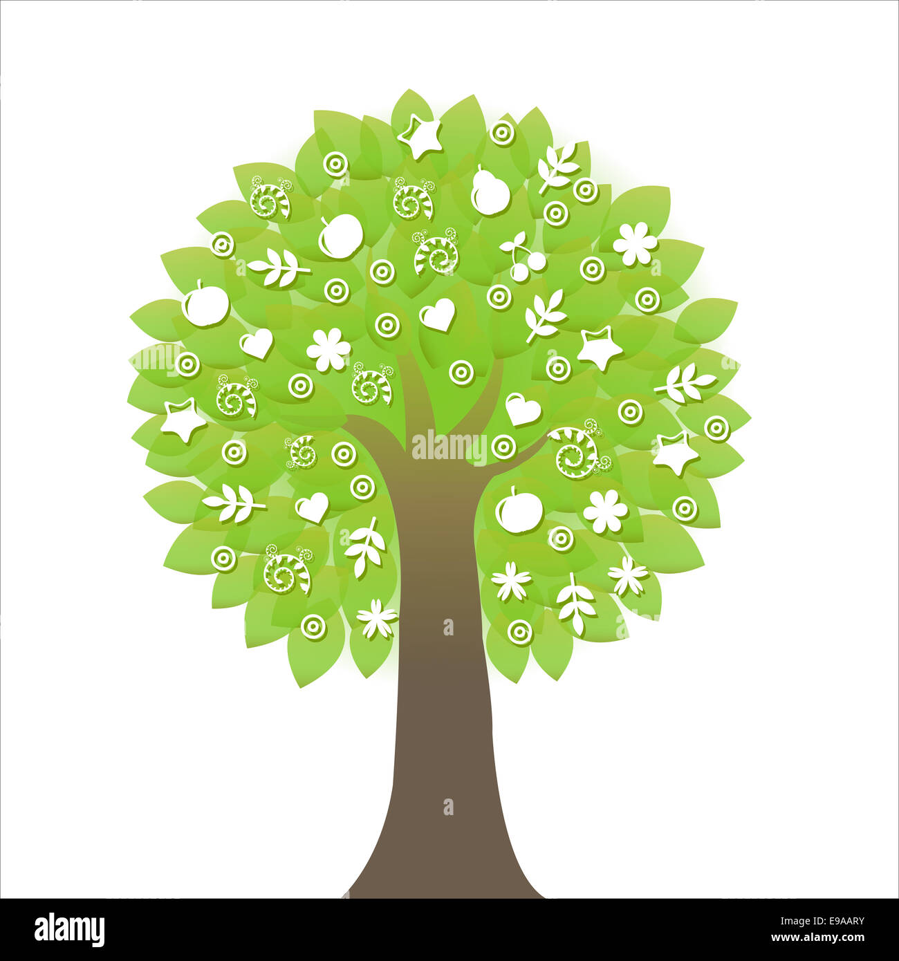 Tree With Icons Stock Photo - Alamy
