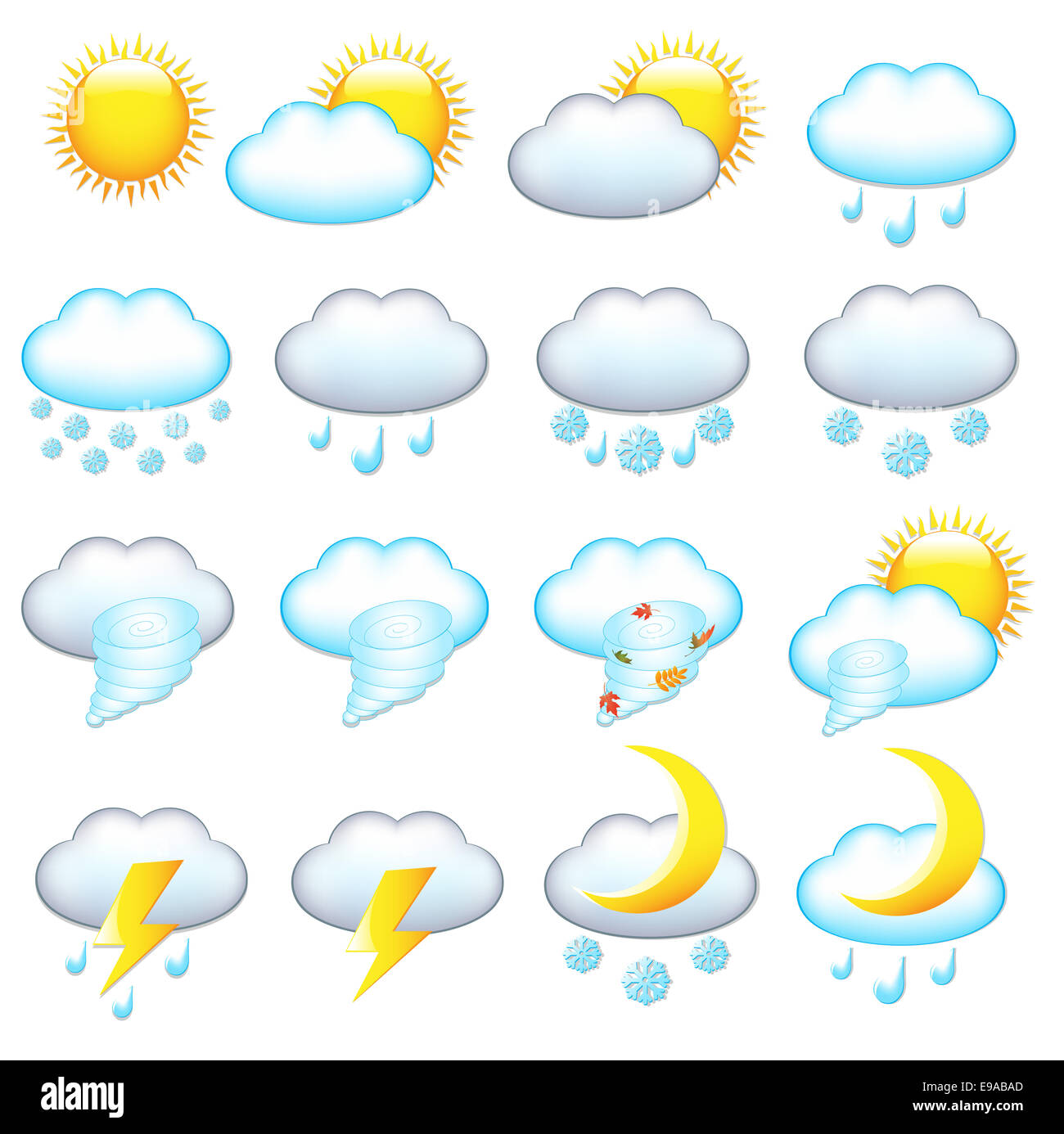 Weather icons on white Cut Out Stock Images & Pictures - Alamy