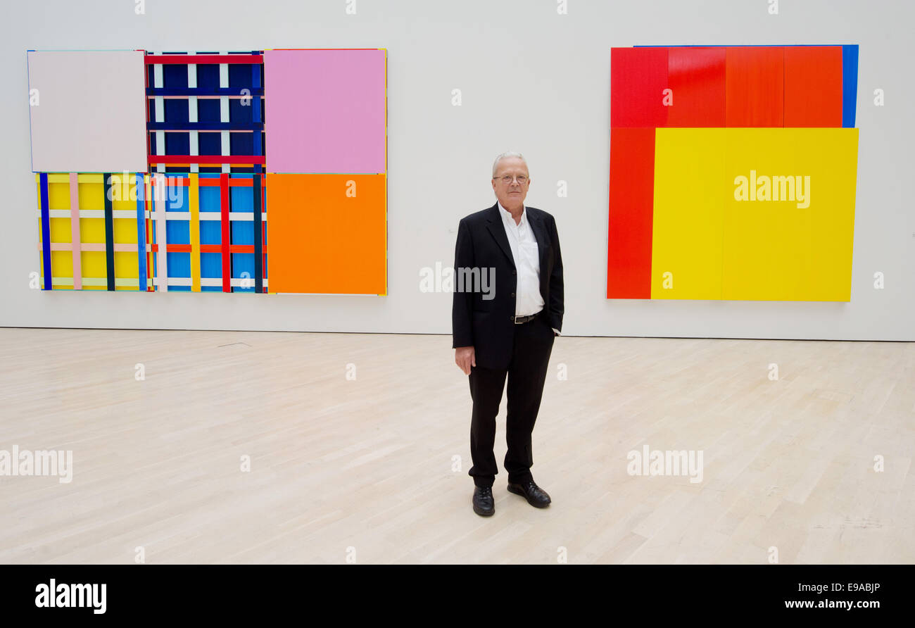 Wolfsburg, Germany. 23rd Oct, 2014. Artist Imi Knoebel stand in an ...