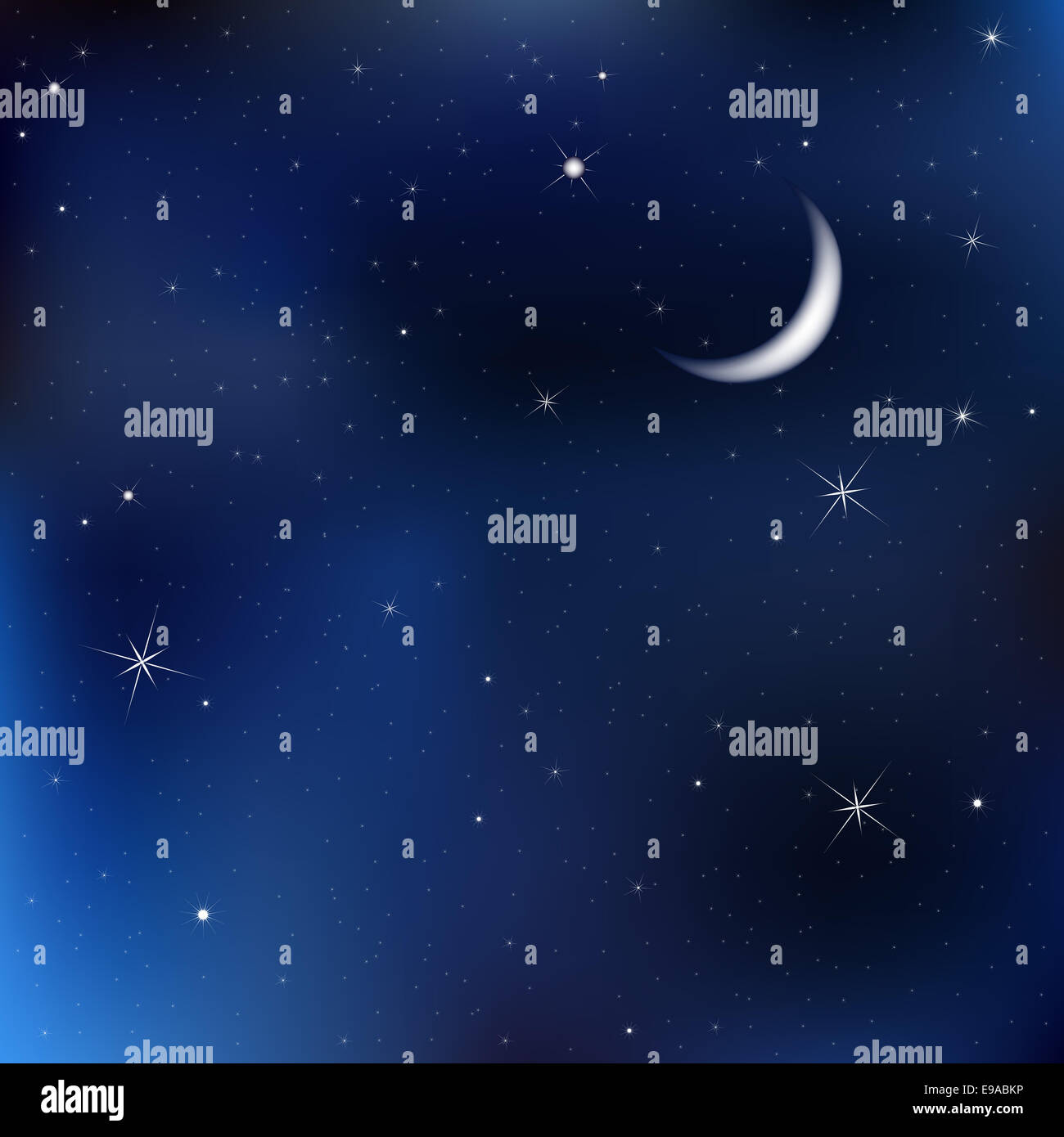 Night Sky With Moon And Stars Stock Photo - Alamy