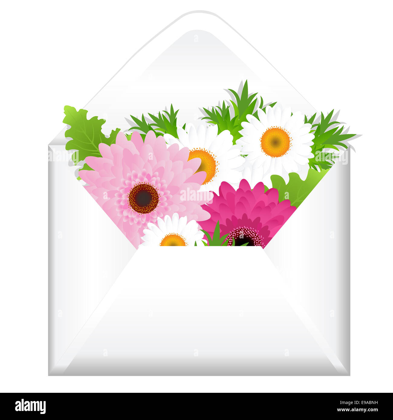 Open Envelope With Flowers Stock Photo - Alamy