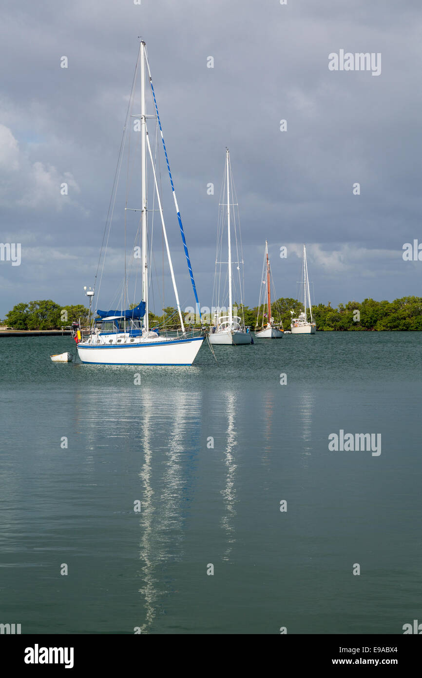 Yachts moored in no name harbor florida Stock Photo - Alamy