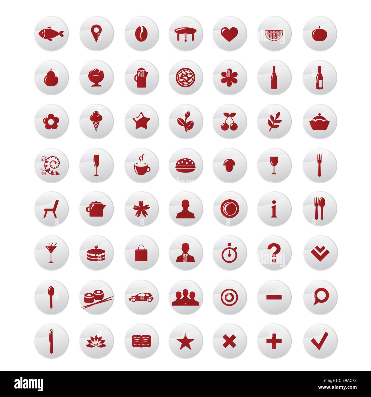 Restaurant And Map Icons Set Stock Photo - Alamy