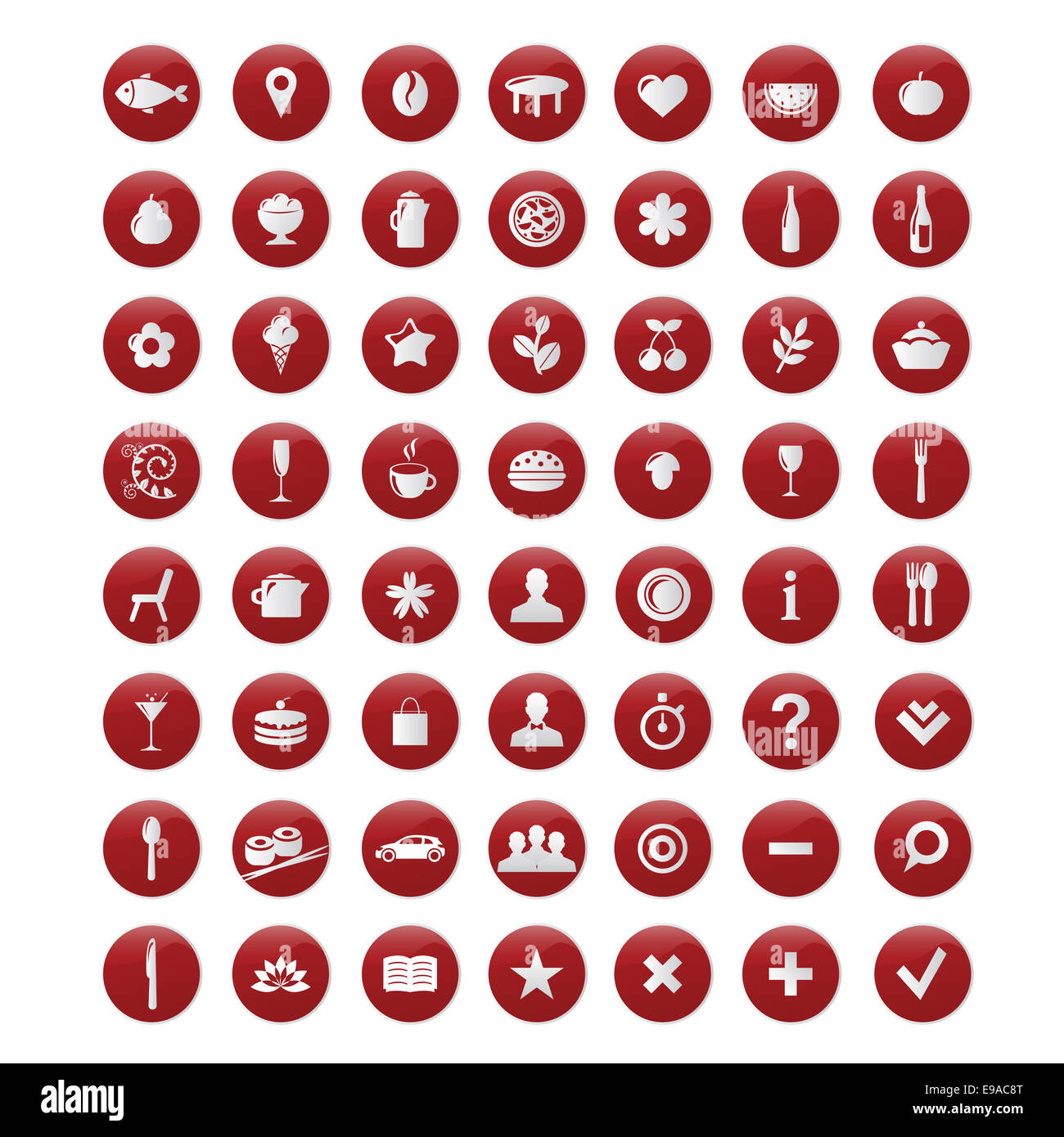 Restaurant And Map Icons Set Stock Photo - Alamy