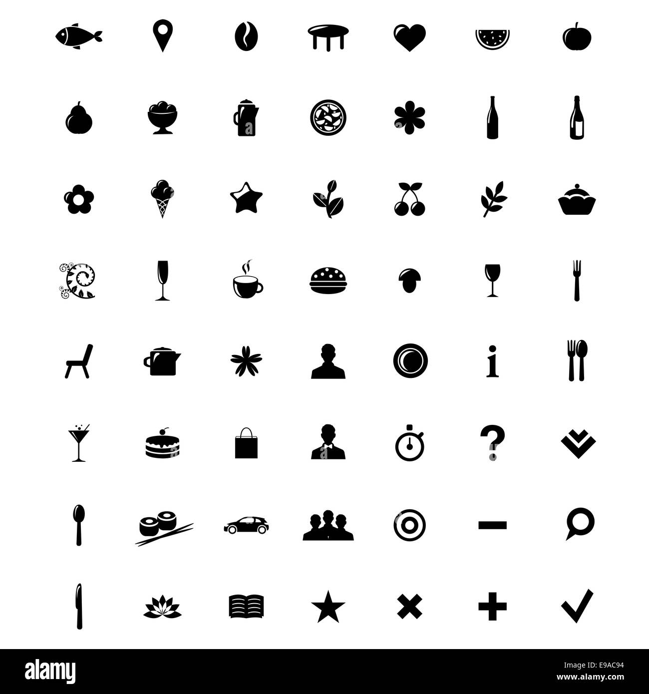 Restaurant And Map Icons Set Stock Photo - Alamy