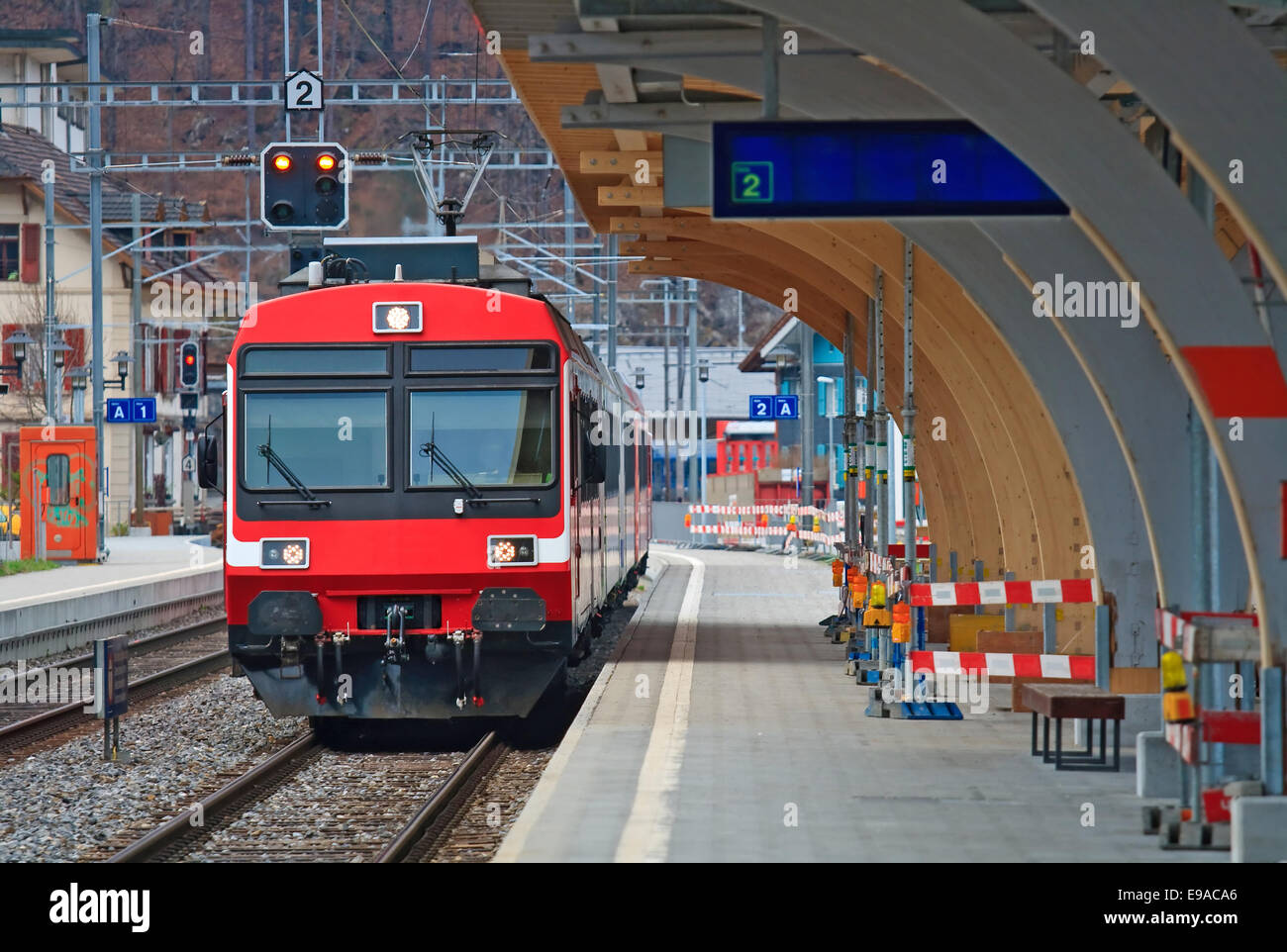Red Train Switzerland Stock Photo - Alamy