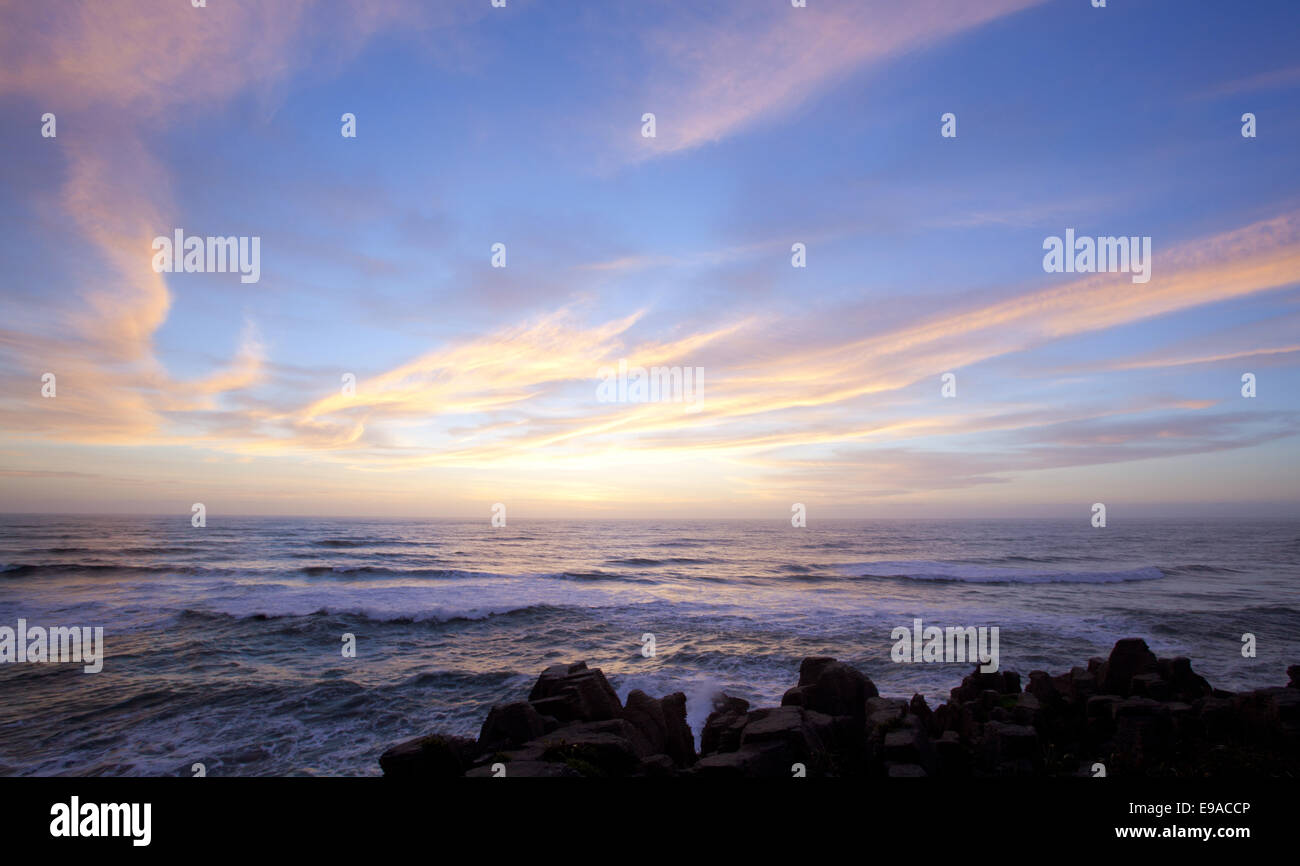 Pancake Rock Sunset Stock Photo - Alamy