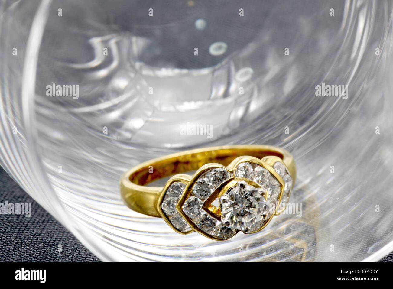 Luxury Diamond Wedding Ring in Glass Stock Photo - Alamy