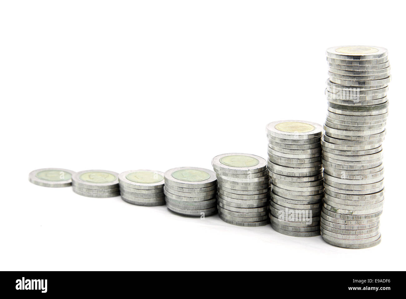 stairs to wealth, step of money coins Stock Photo - Alamy