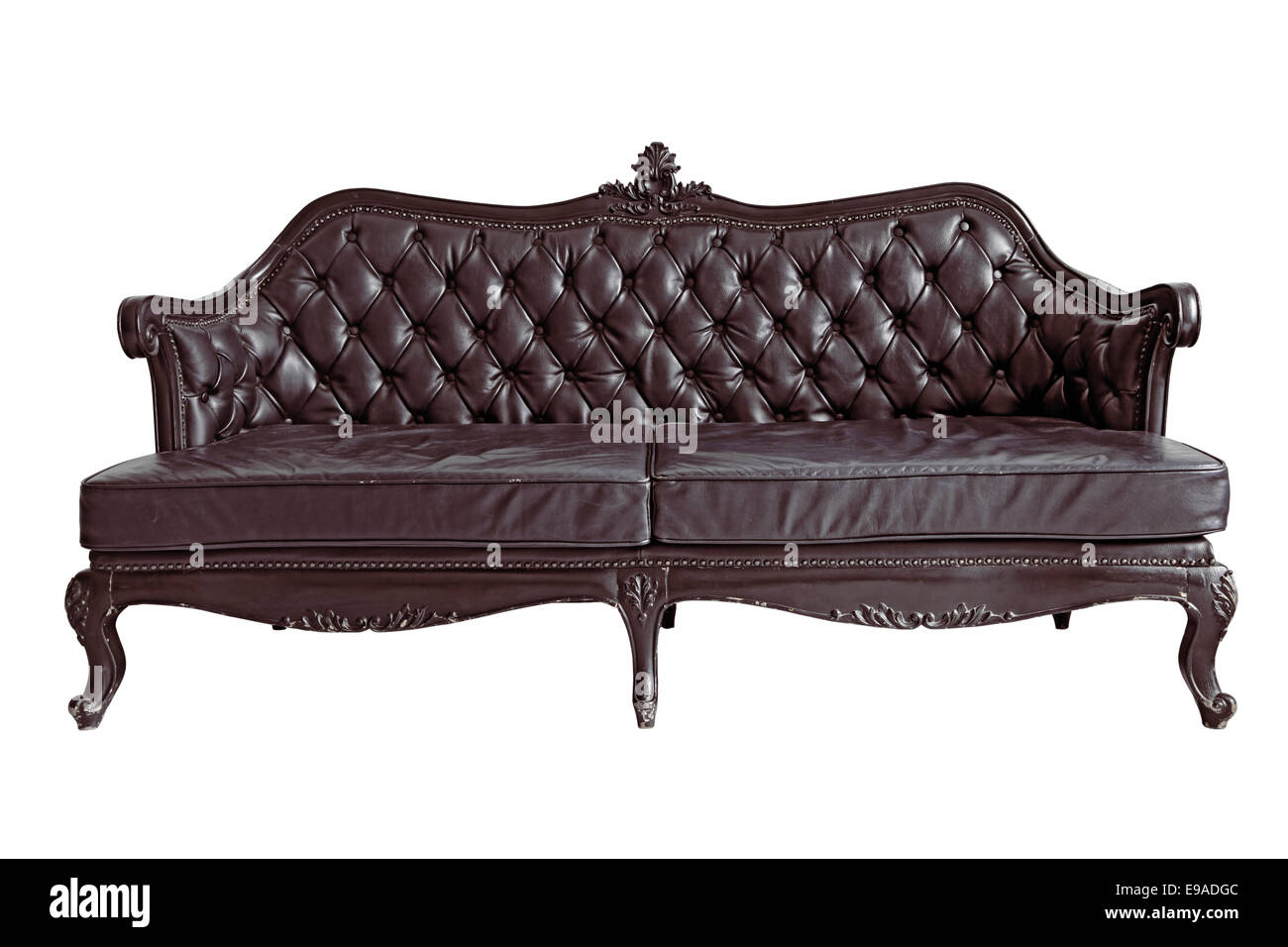 Brown leather armchair sofa Cut Out Stock Images & Pictures - Alamy