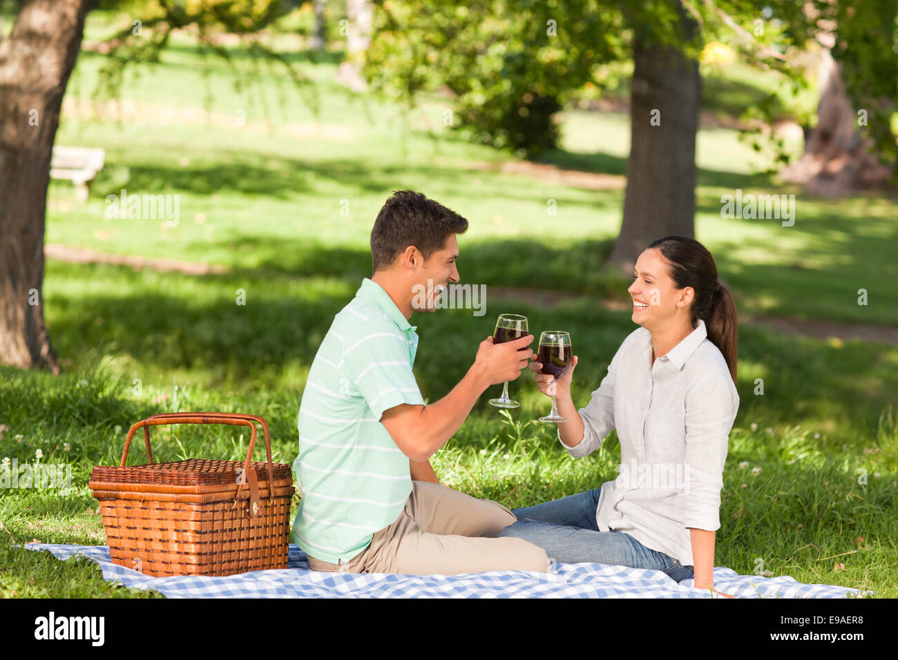 Young couple picnicking in the park Stock Photo - Alamy