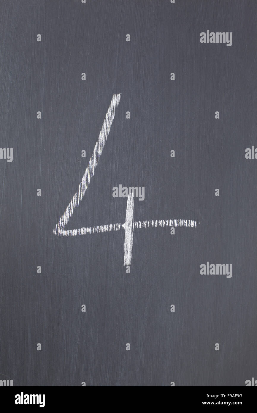 Blackboard with 4 written on it Stock Photo - Alamy