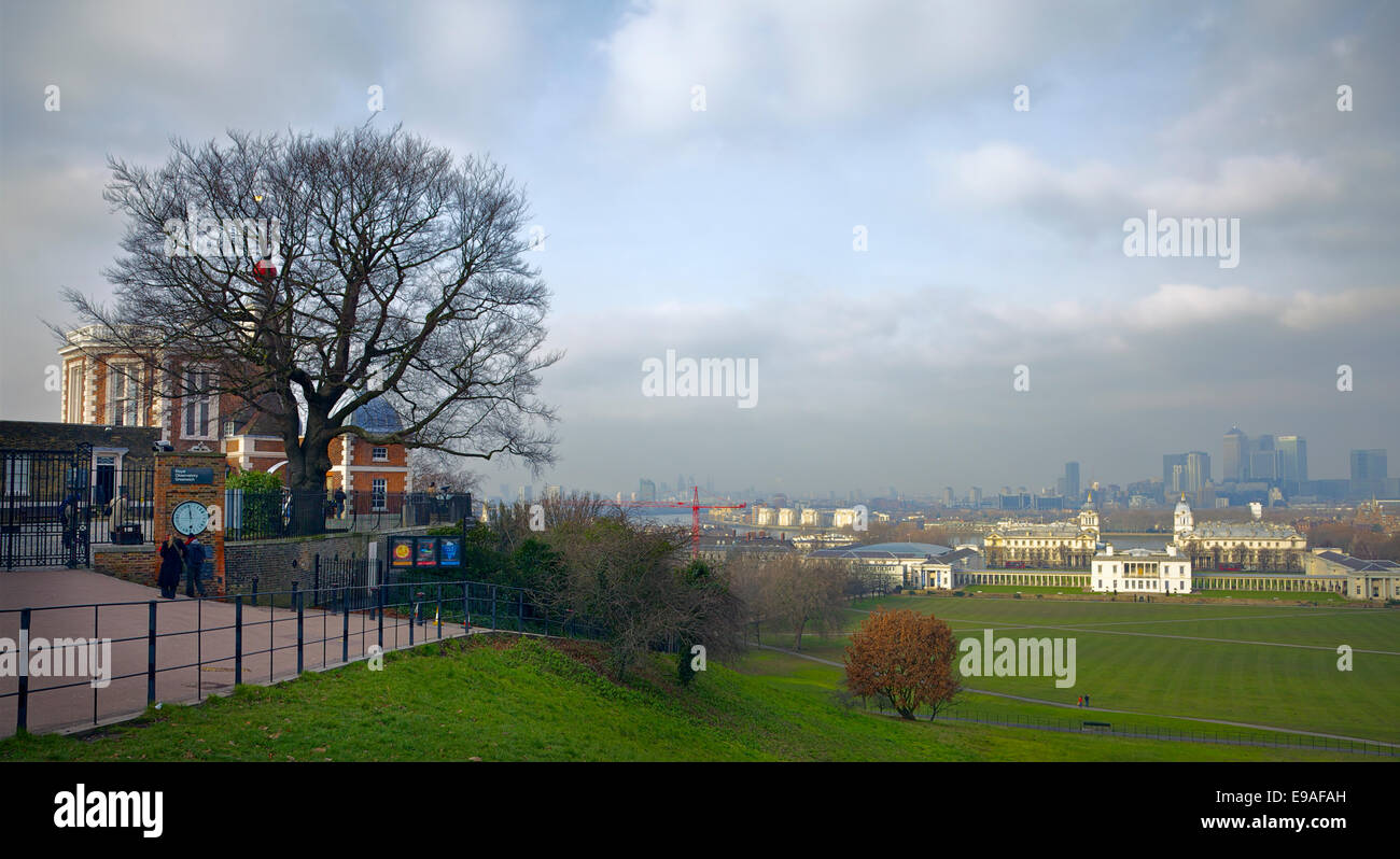 The royal observatory and panoramic view of Greenwich, London Stock ...